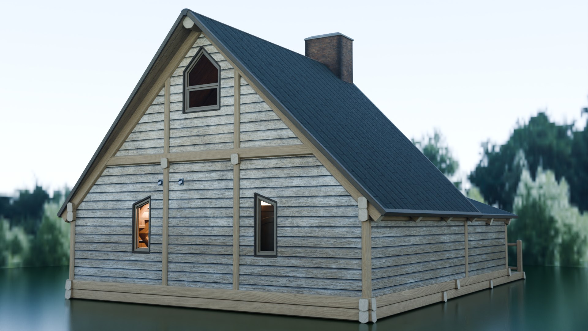 Log cottage 3D model - TurboSquid 2159801