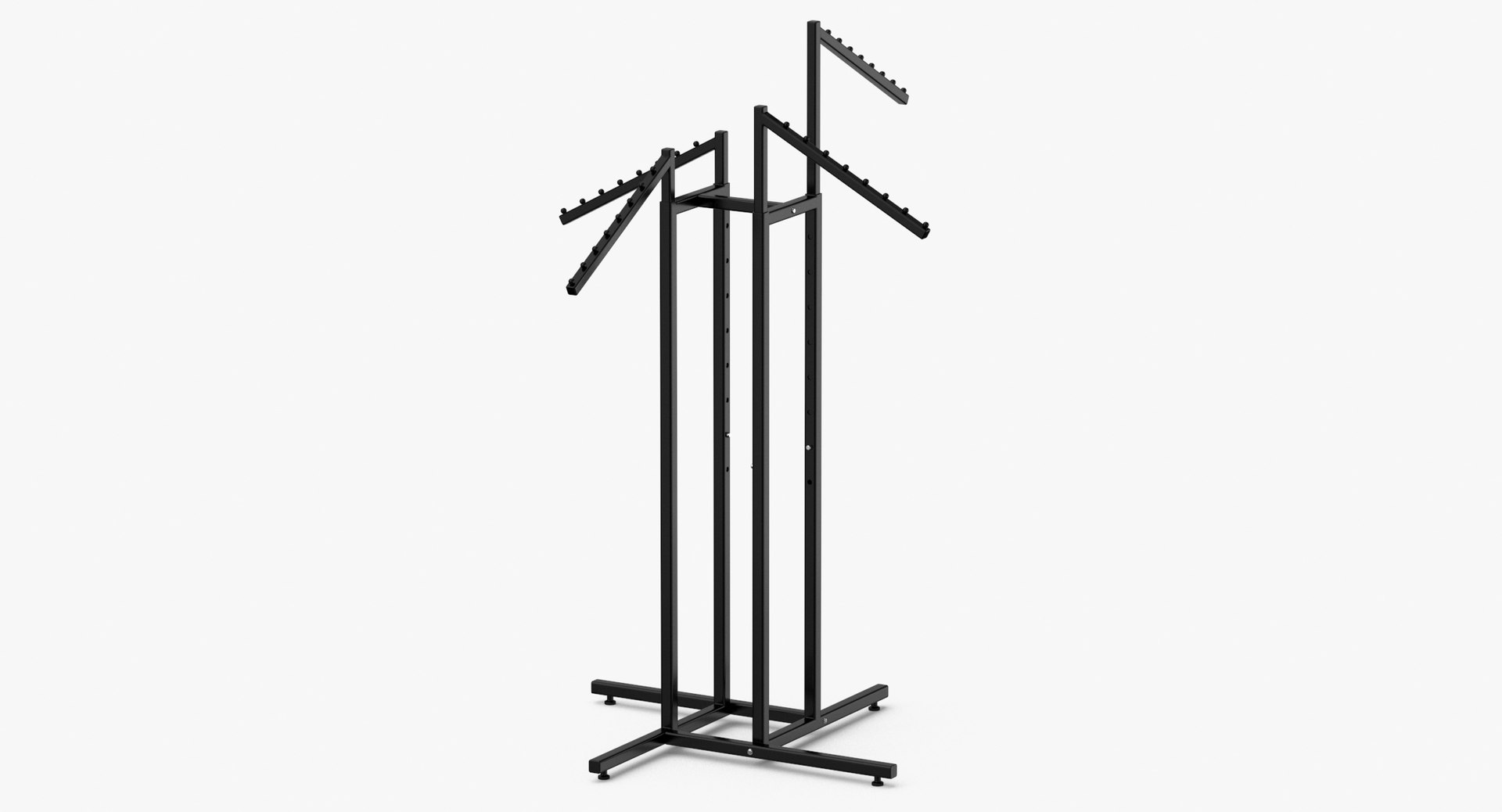 Clothing 4 Way Rack 02 Metal Black and White 3D model - TurboSquid 1965920