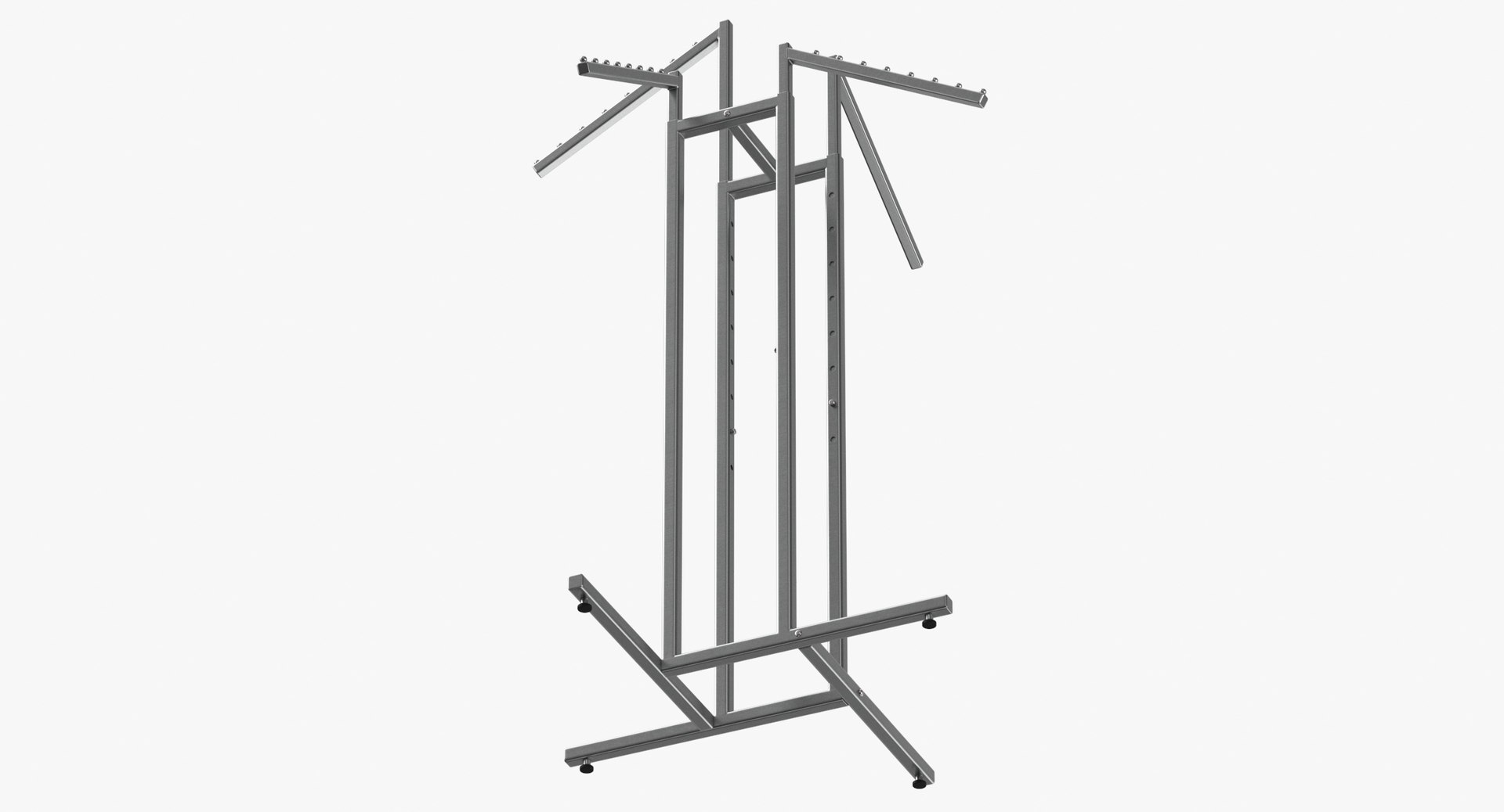 Clothing 4 Way Rack 02 Metal Black And White 3D Model - TurboSquid 1965920