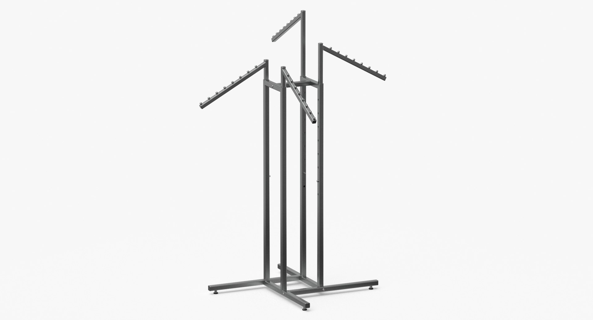 Clothing 4 Way Rack 02 Metal Black And White 3D Model - TurboSquid 1965920