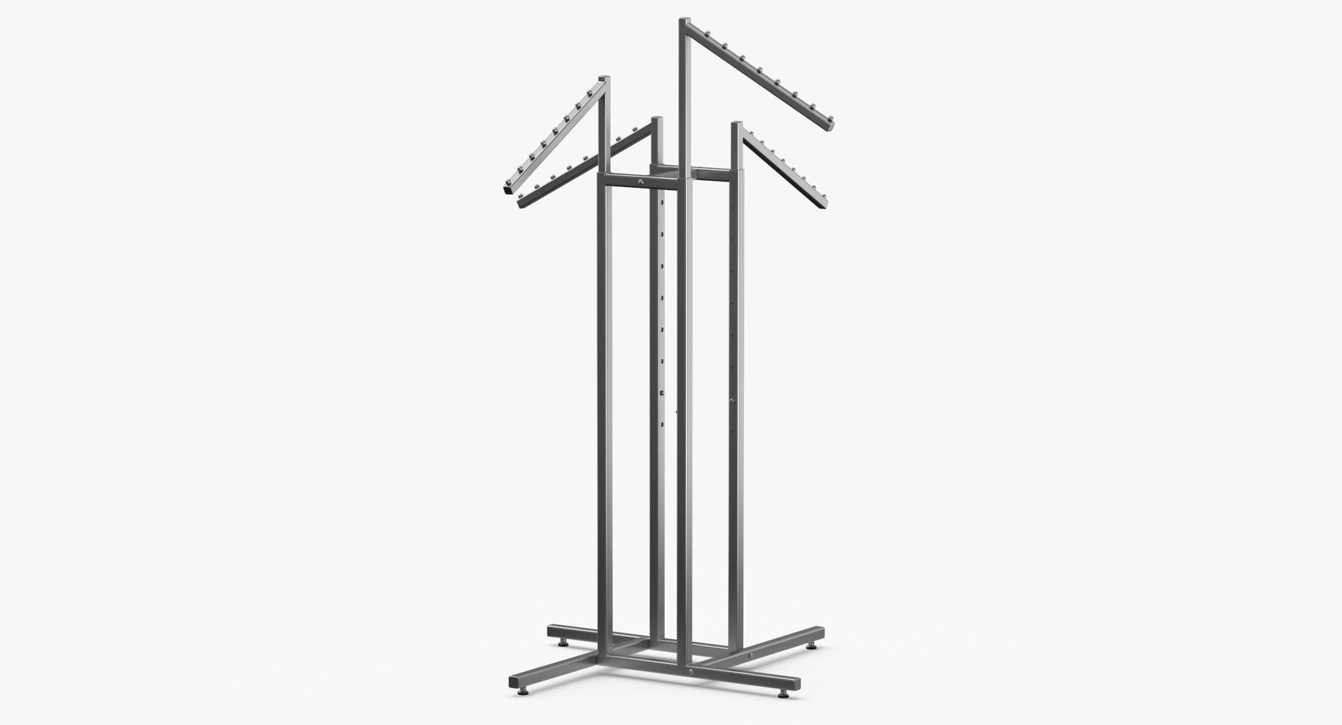 Clothing 4 Way Rack 02 Metal Black And White 3D Model - TurboSquid 1965920