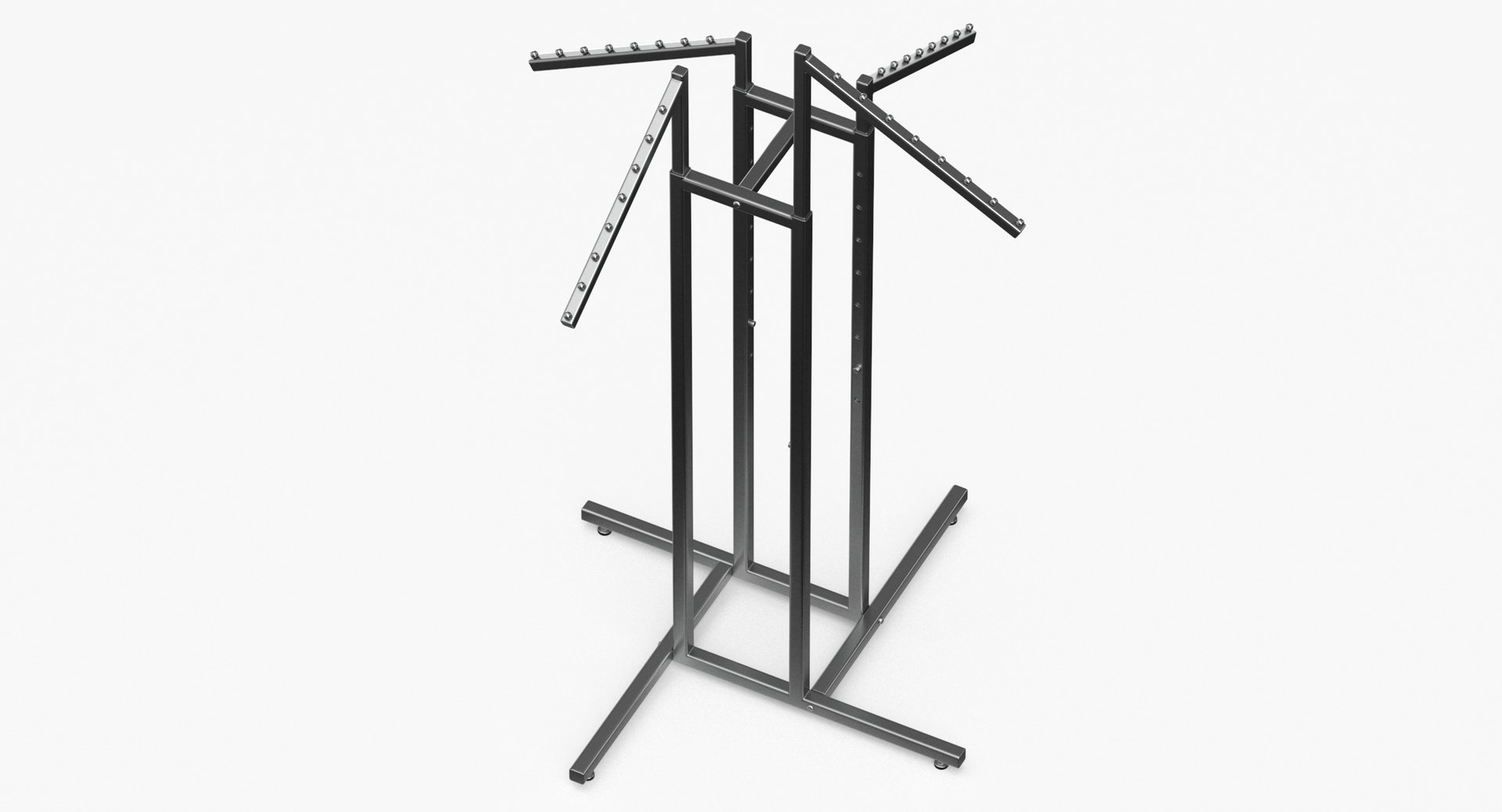 Clothing 4 Way Rack 02 Metal Black And White 3D Model - TurboSquid 1965920