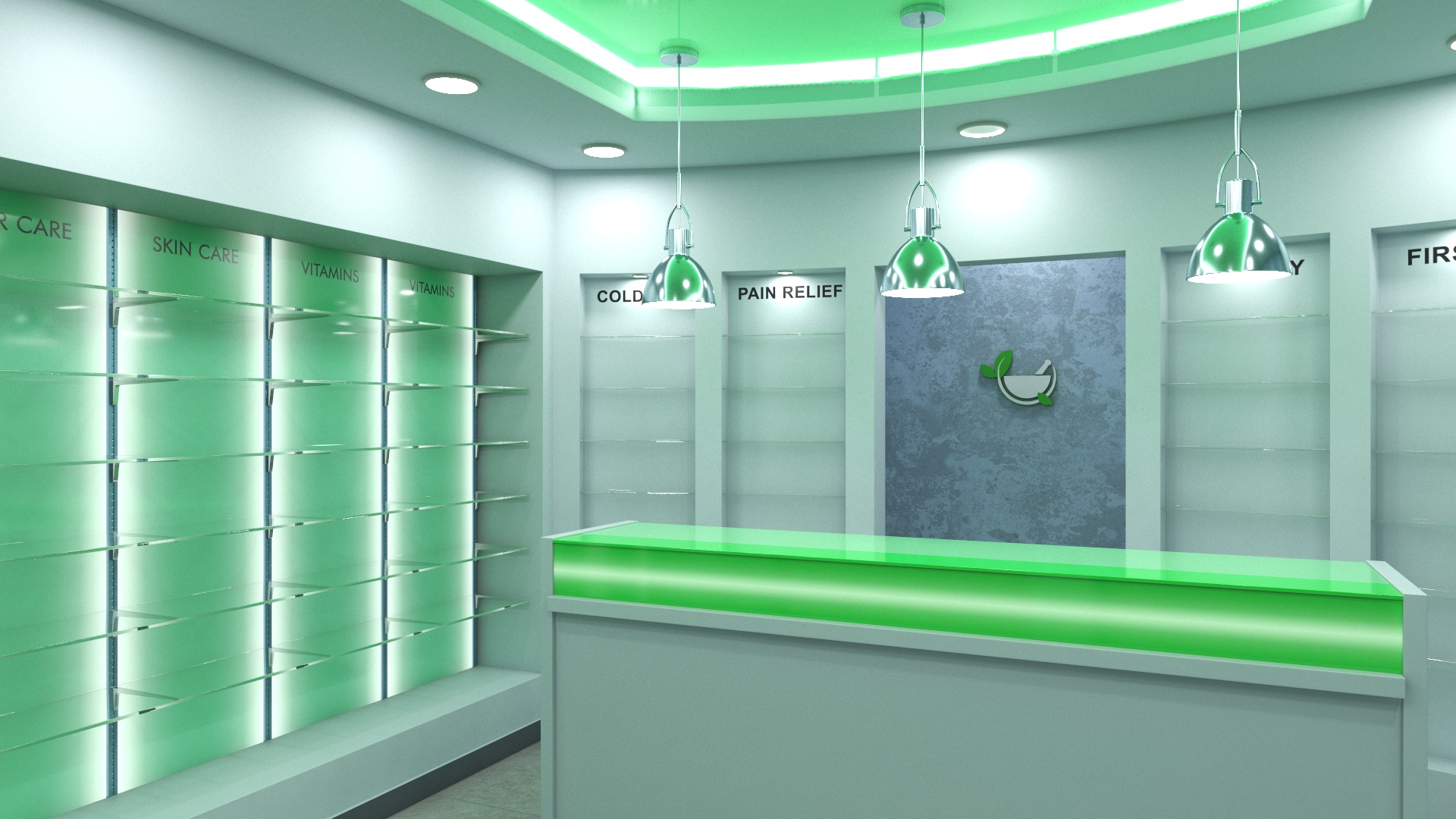 Drug Store Interior Green Model - TurboSquid 2195787