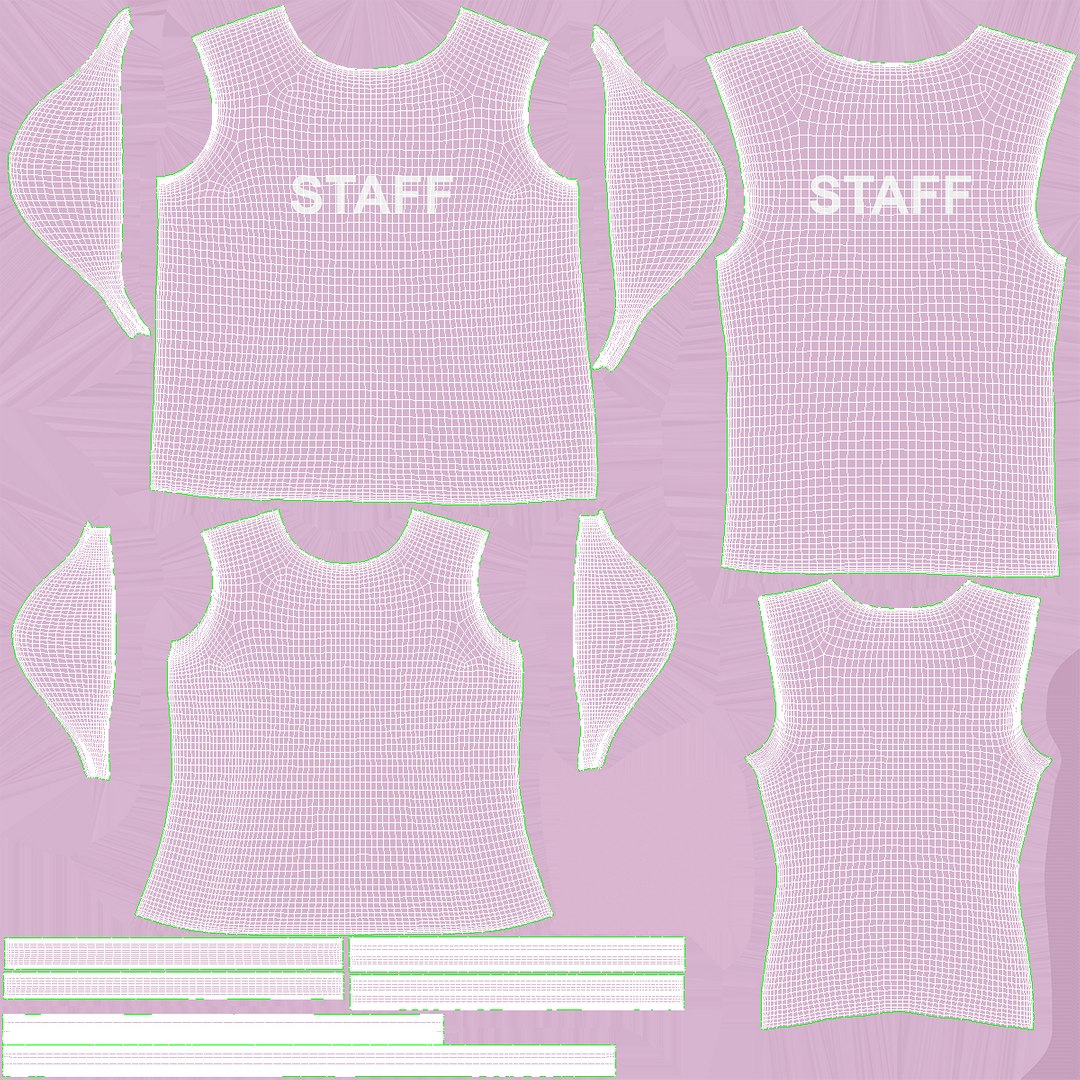 3D Female Crew Neck Worn Pink Staff 02(1) - TurboSquid 1731330