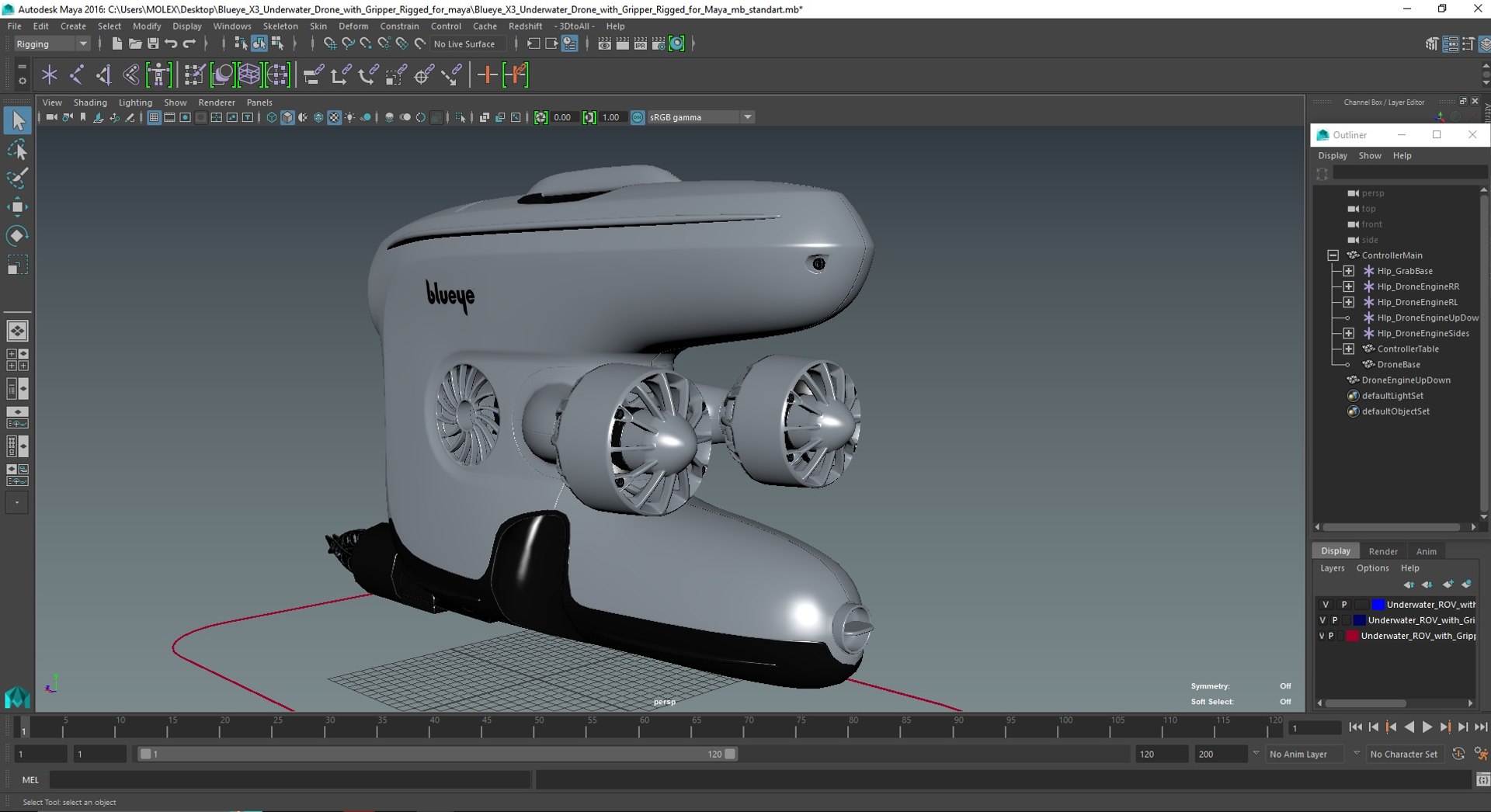 3D Blueye X3 Underwater Drone With Gripper Rigged For Maya - TurboSquid ...