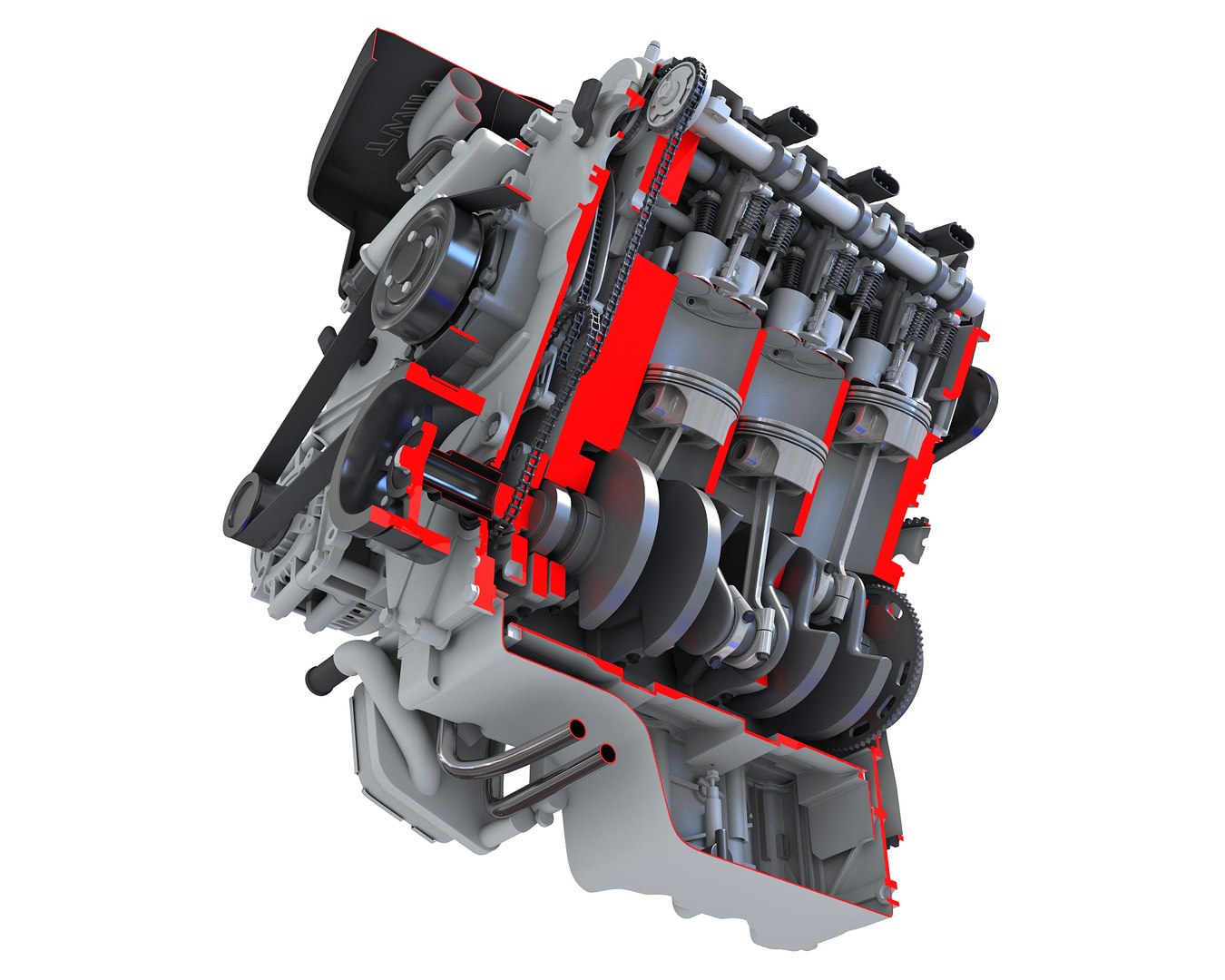 V6 Car Engine Cutaway Model - TurboSquid 1338666
