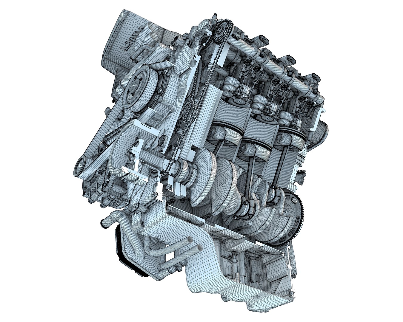 V6 Car Engine Cutaway Model - TurboSquid 1338666