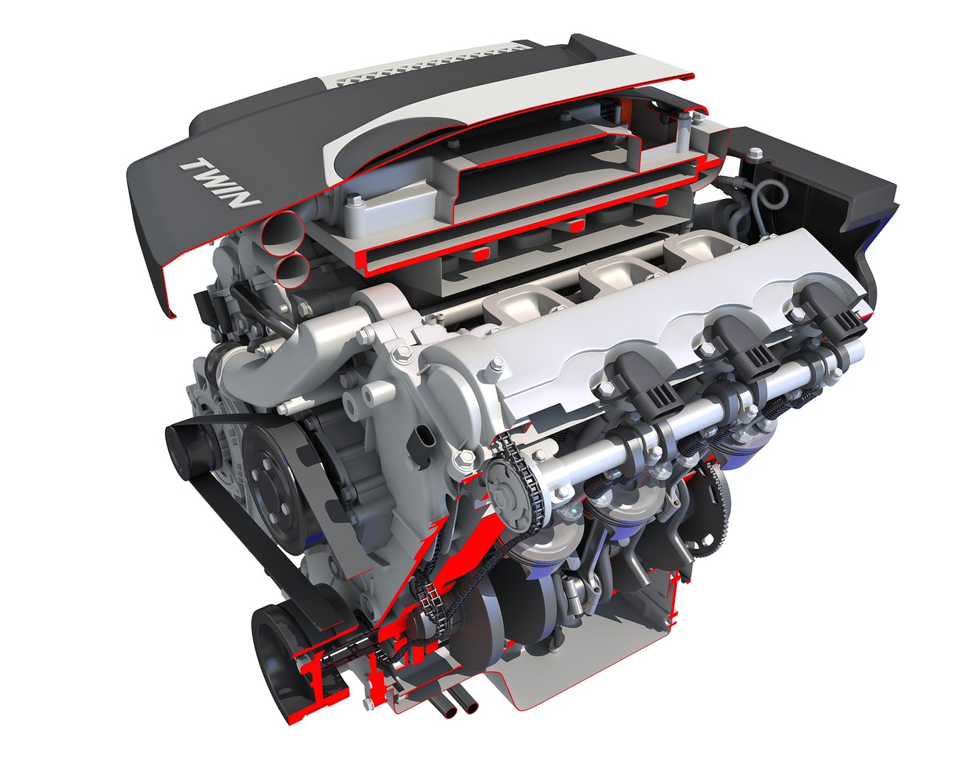 V6 Car Engine Cutaway Model - TurboSquid 1338666