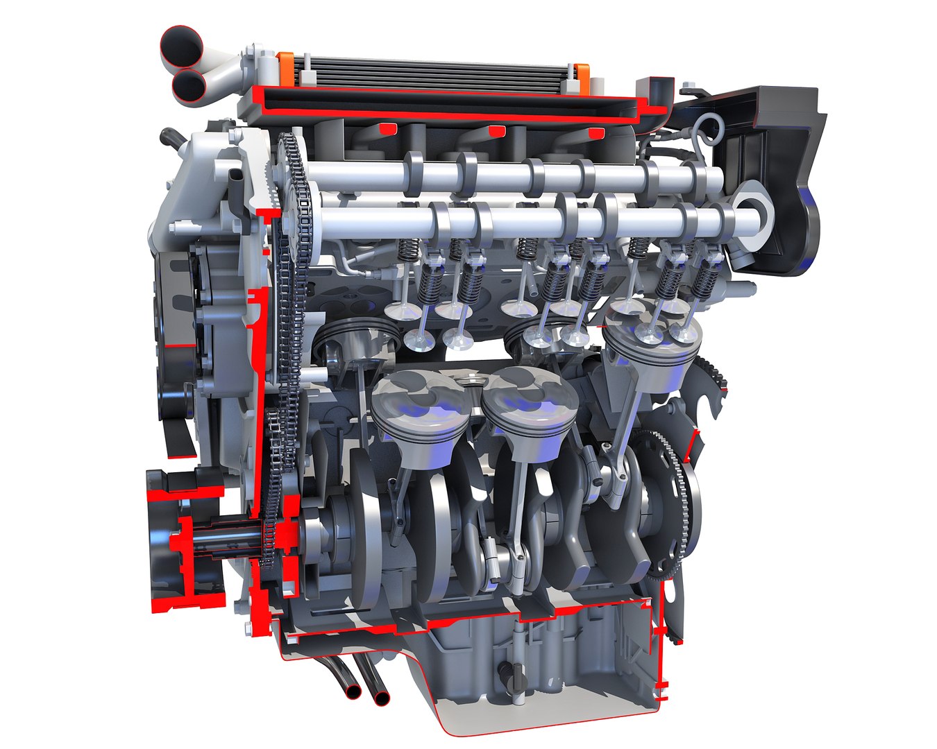 V6 Car Engine Cutaway Model - TurboSquid 1338666