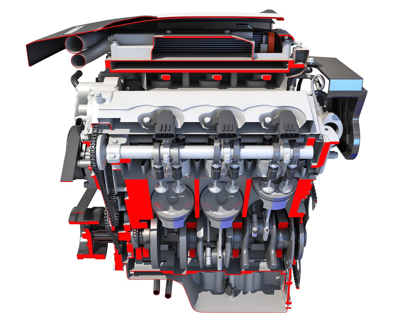 V6 Car Engine Cutaway Model - TurboSquid 1338666
