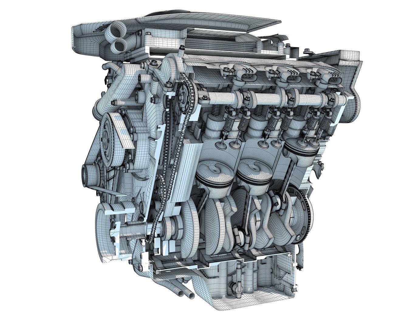 V6 Car Engine Cutaway Model - TurboSquid 1338666