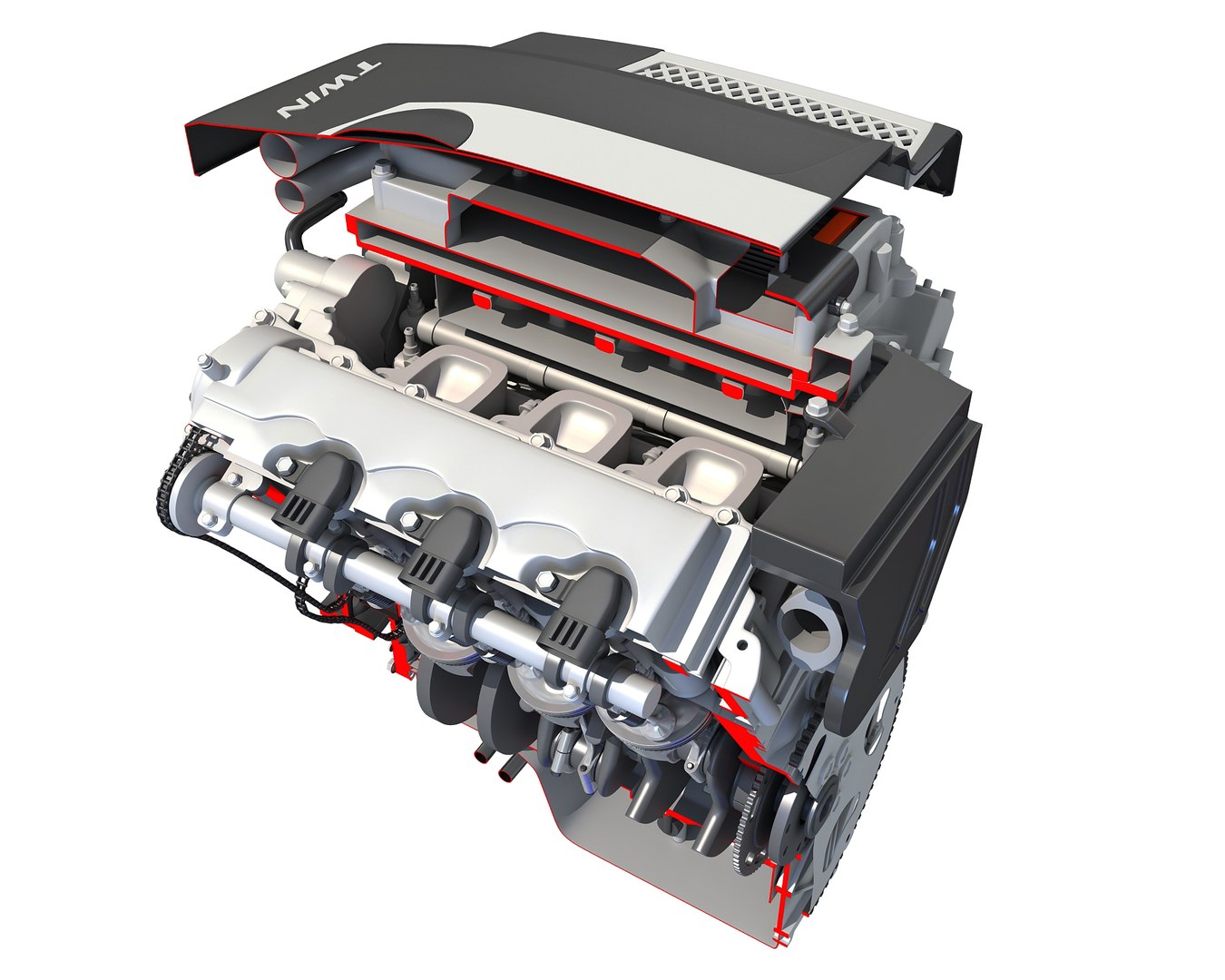 V6 Car Engine Cutaway Model - TurboSquid 1338666