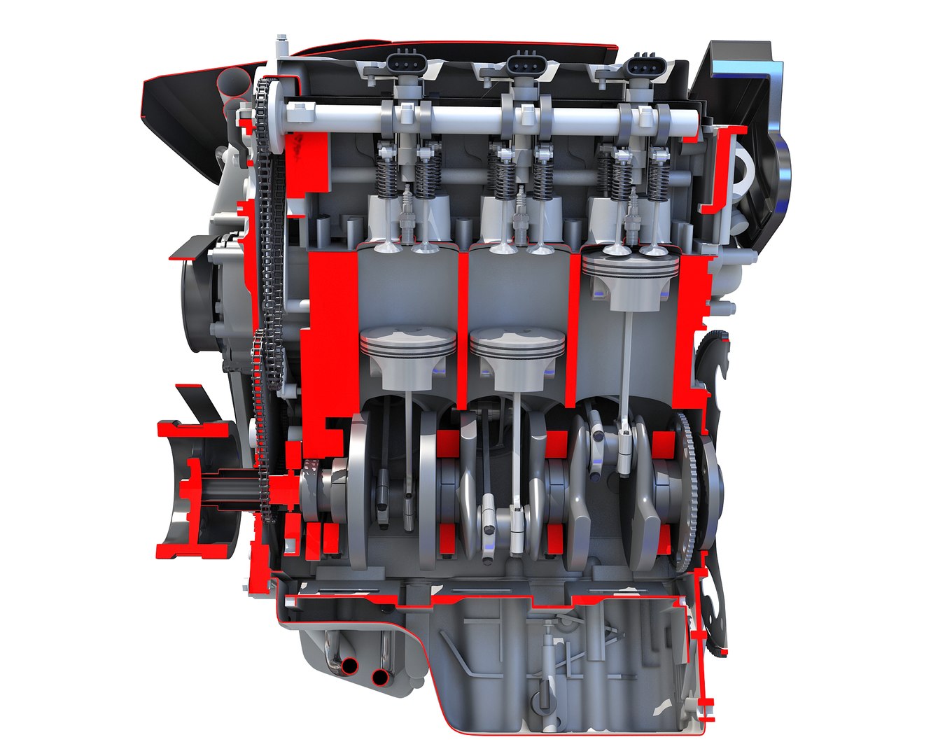 V6 Car Engine Cutaway Model - TurboSquid 1338666