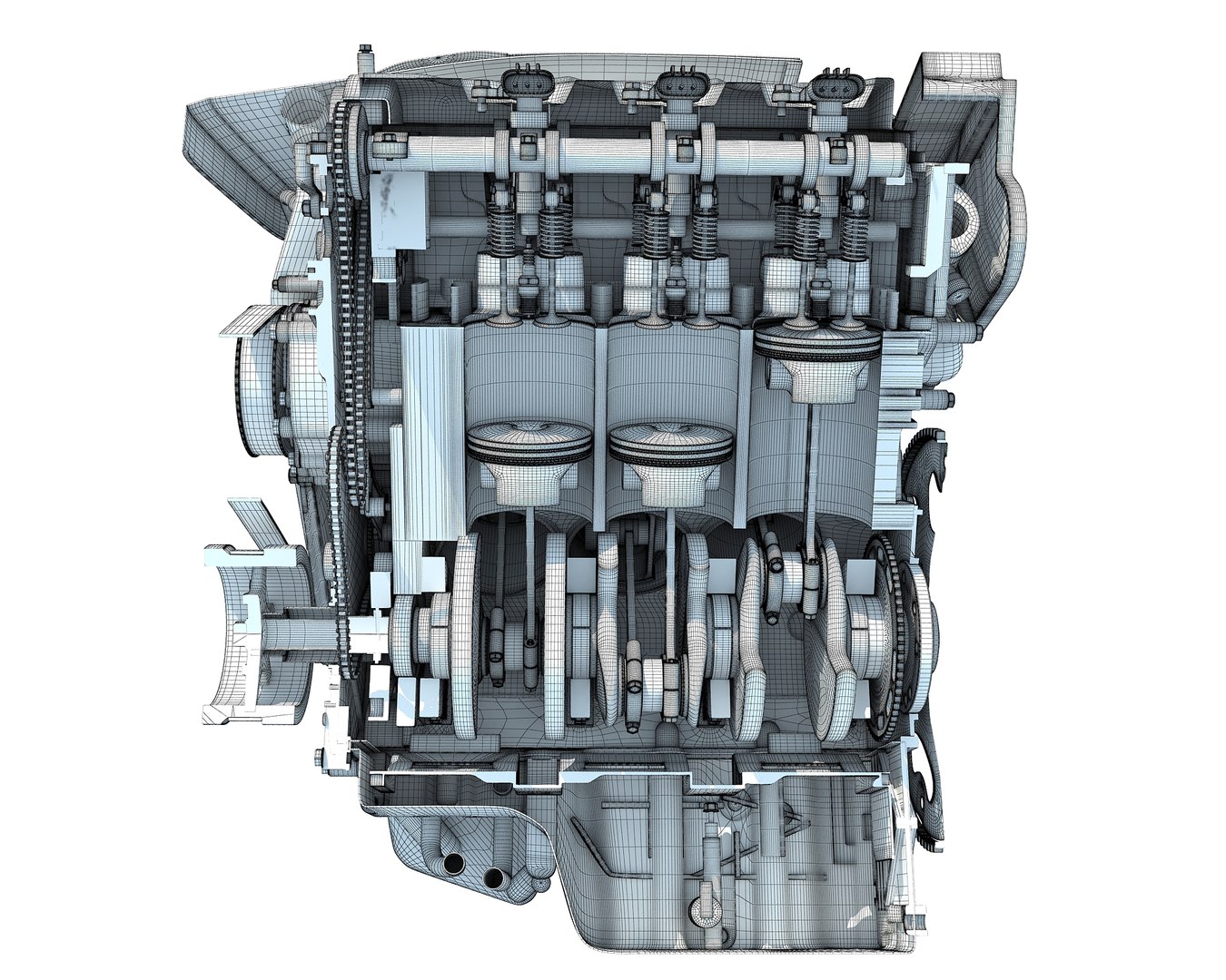 V6 Car Engine Cutaway Model - TurboSquid 1338666