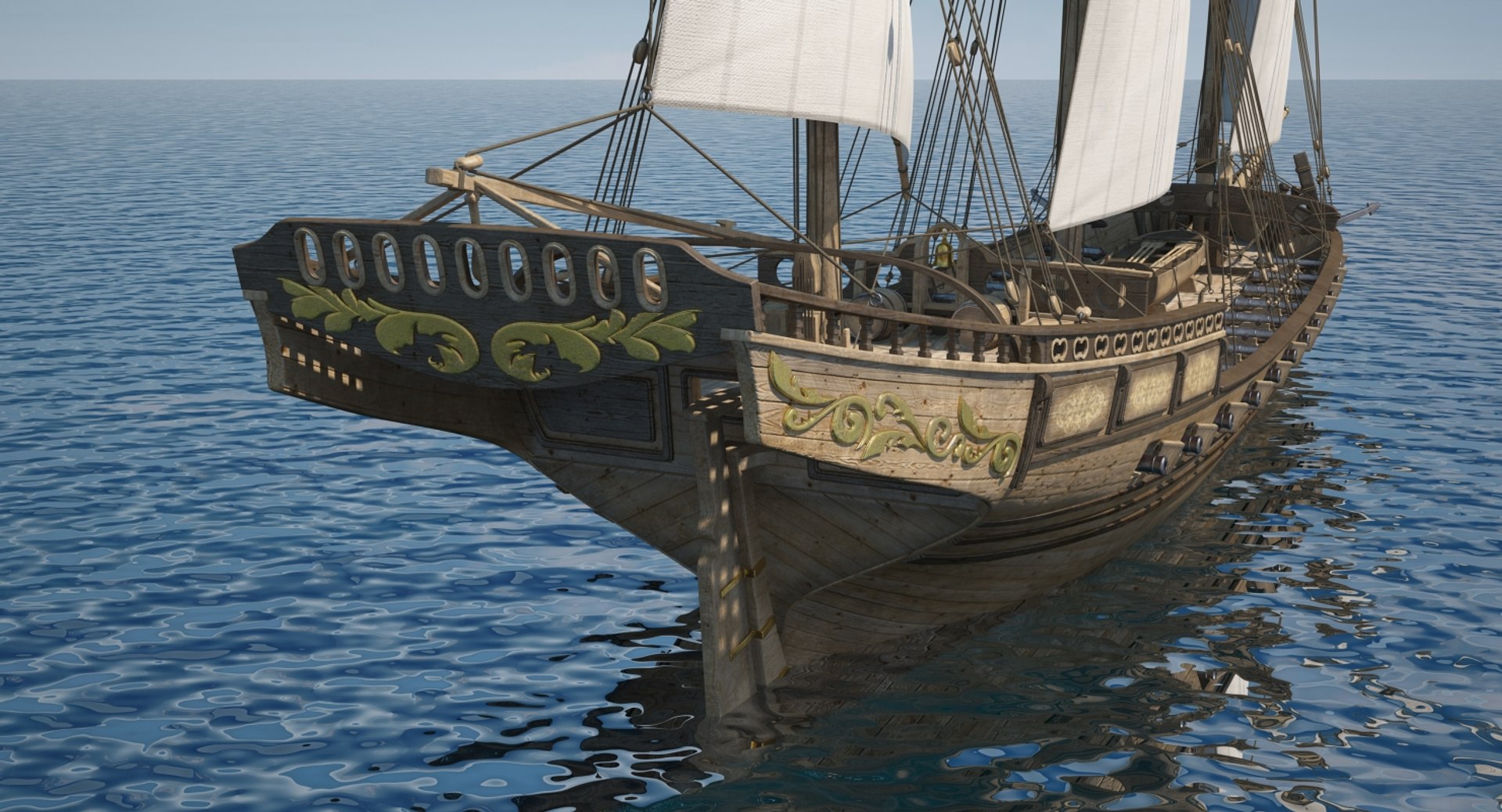 Xebec Sailing Ship 3d Max