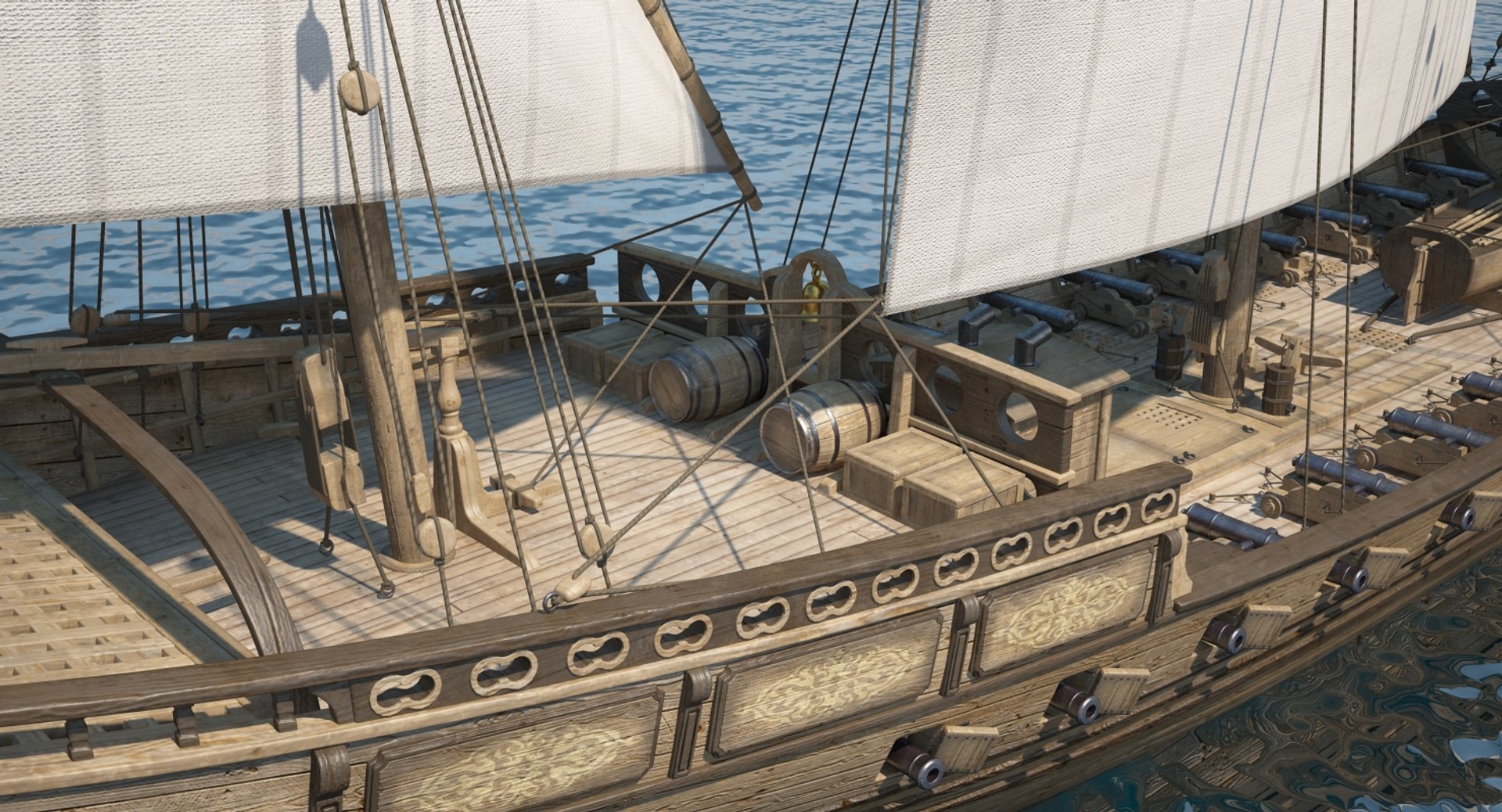 Xebec Sailing Ship 3d Max