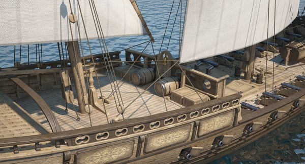 xebec sailing ship 3d max