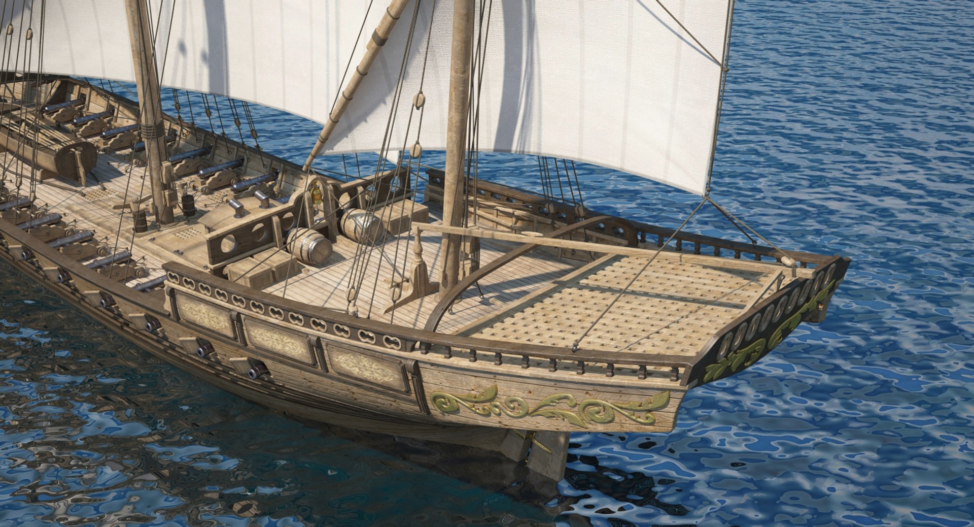 Xebec Sailing Ship 3d Max