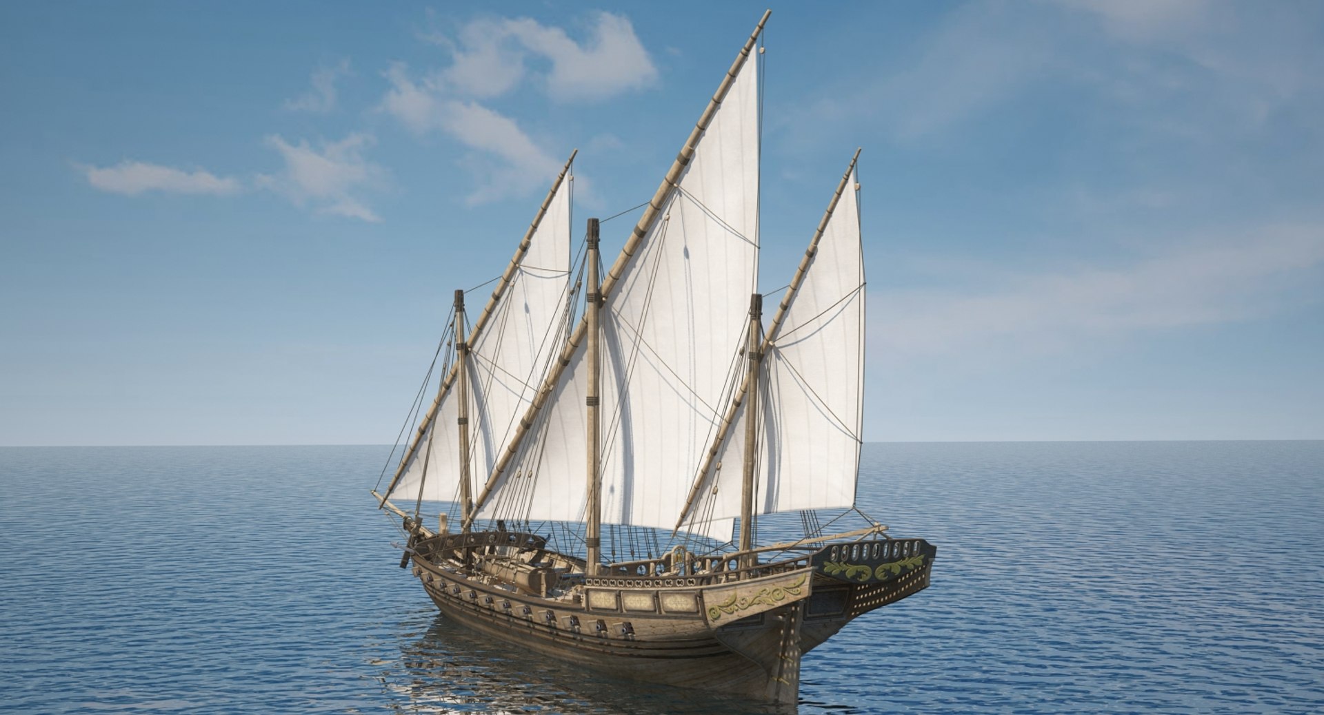 Xebec Sailing Ship 3d Max
