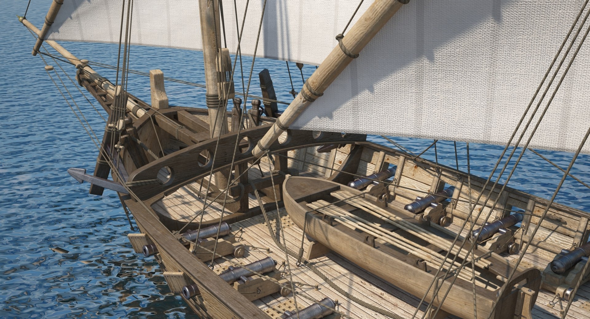 Xebec Sailing Ship 3d Max