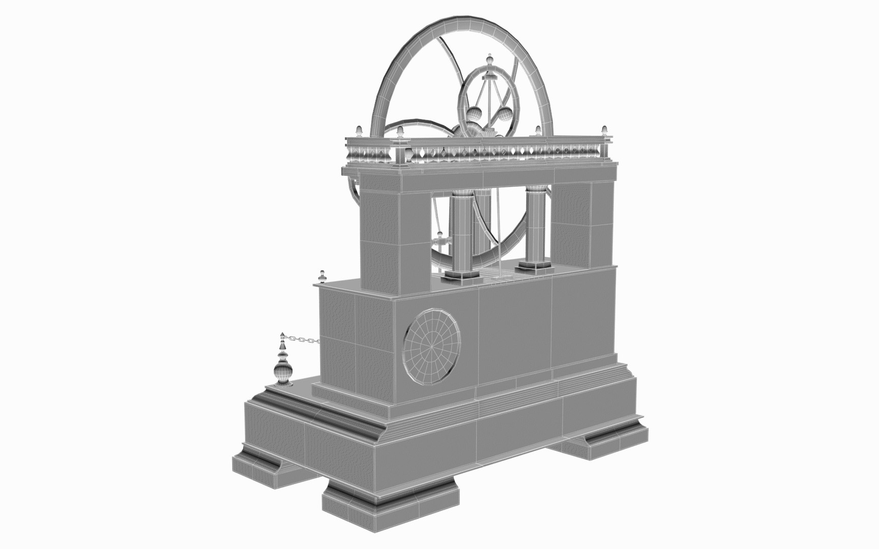3D French Industrial Steam Engine Clock Model - TurboSquid 1777321