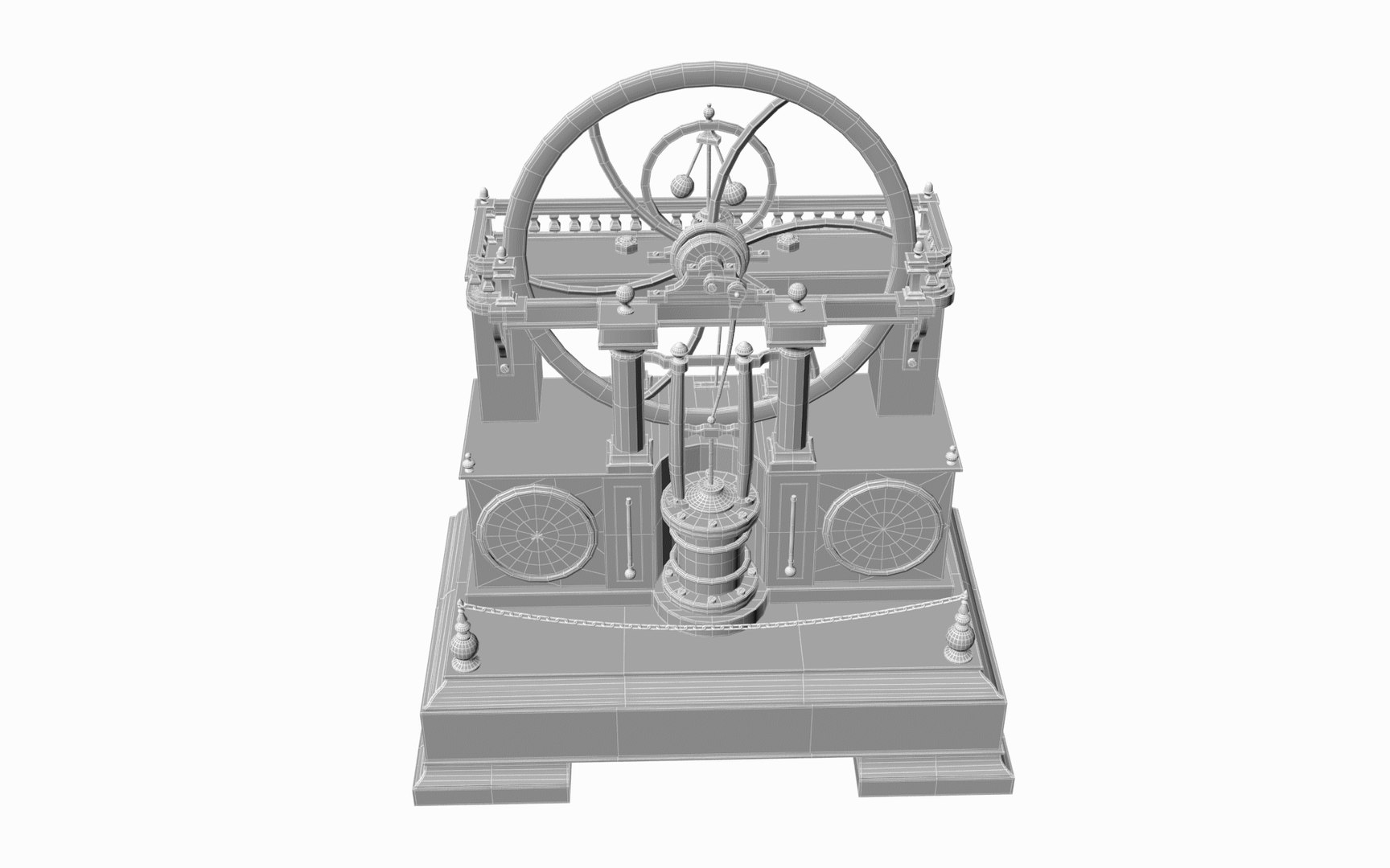 3D French Industrial Steam Engine Clock Model - TurboSquid 1777321