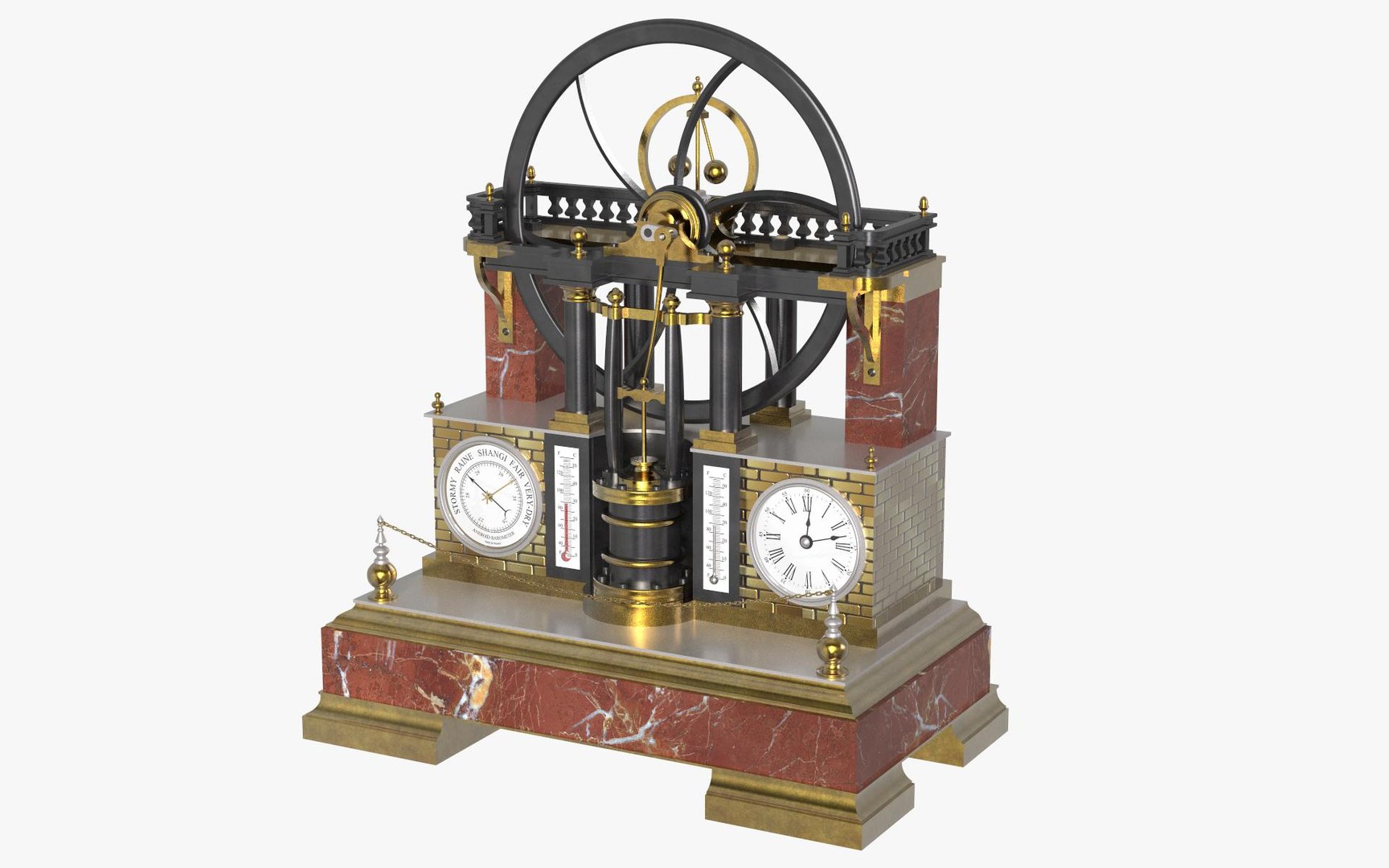 3D French Industrial Steam Engine Clock Model - TurboSquid 1777321