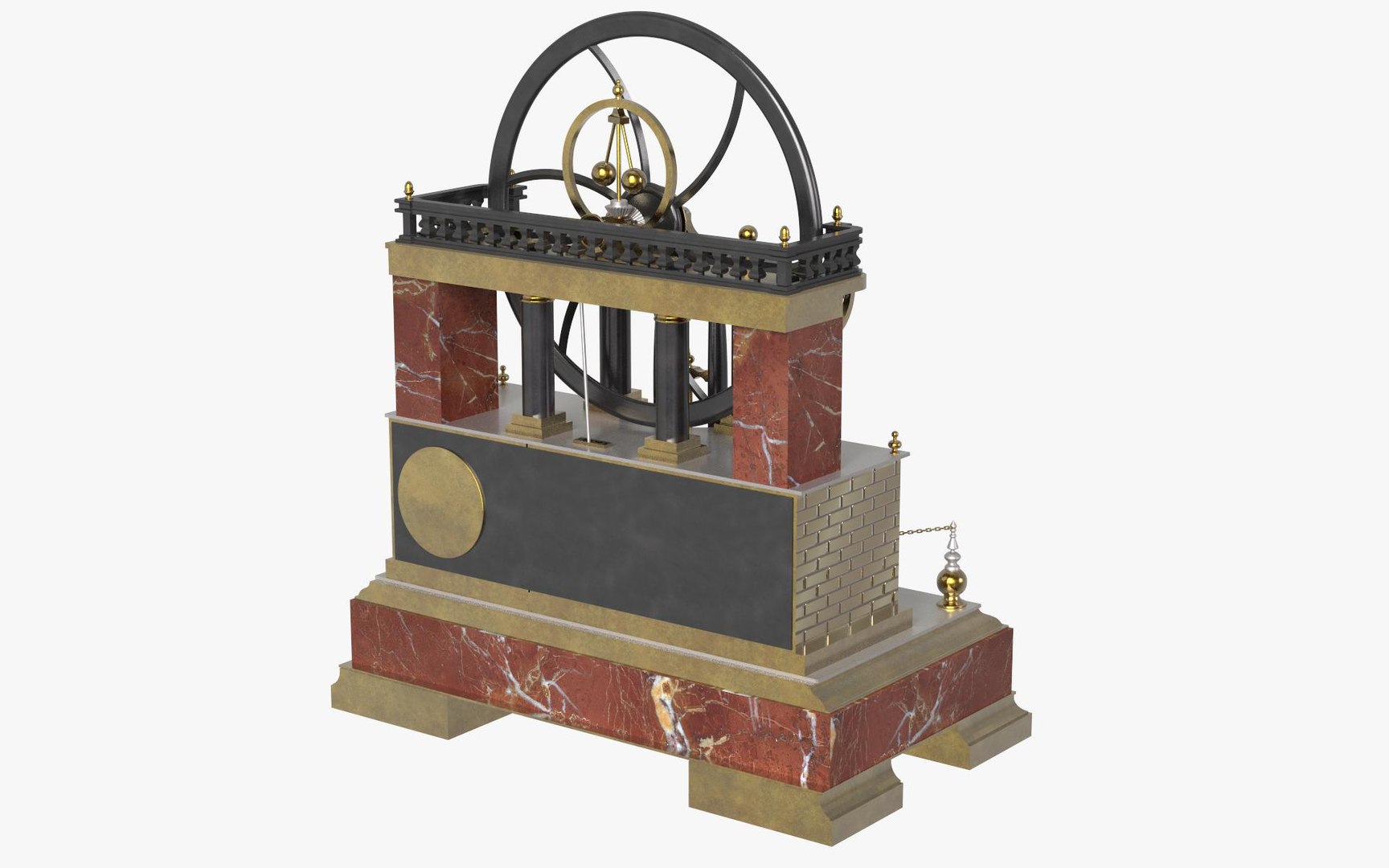 3D French Industrial Steam Engine Clock Model - TurboSquid 1777321