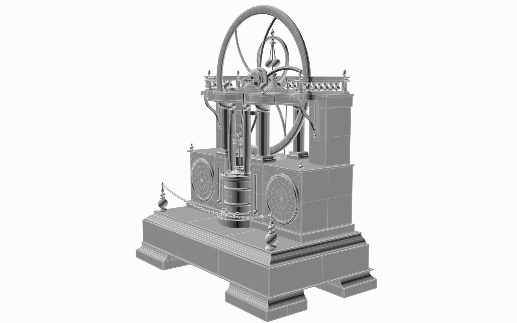 3D French Industrial Steam Engine Clock Model - TurboSquid 1777321