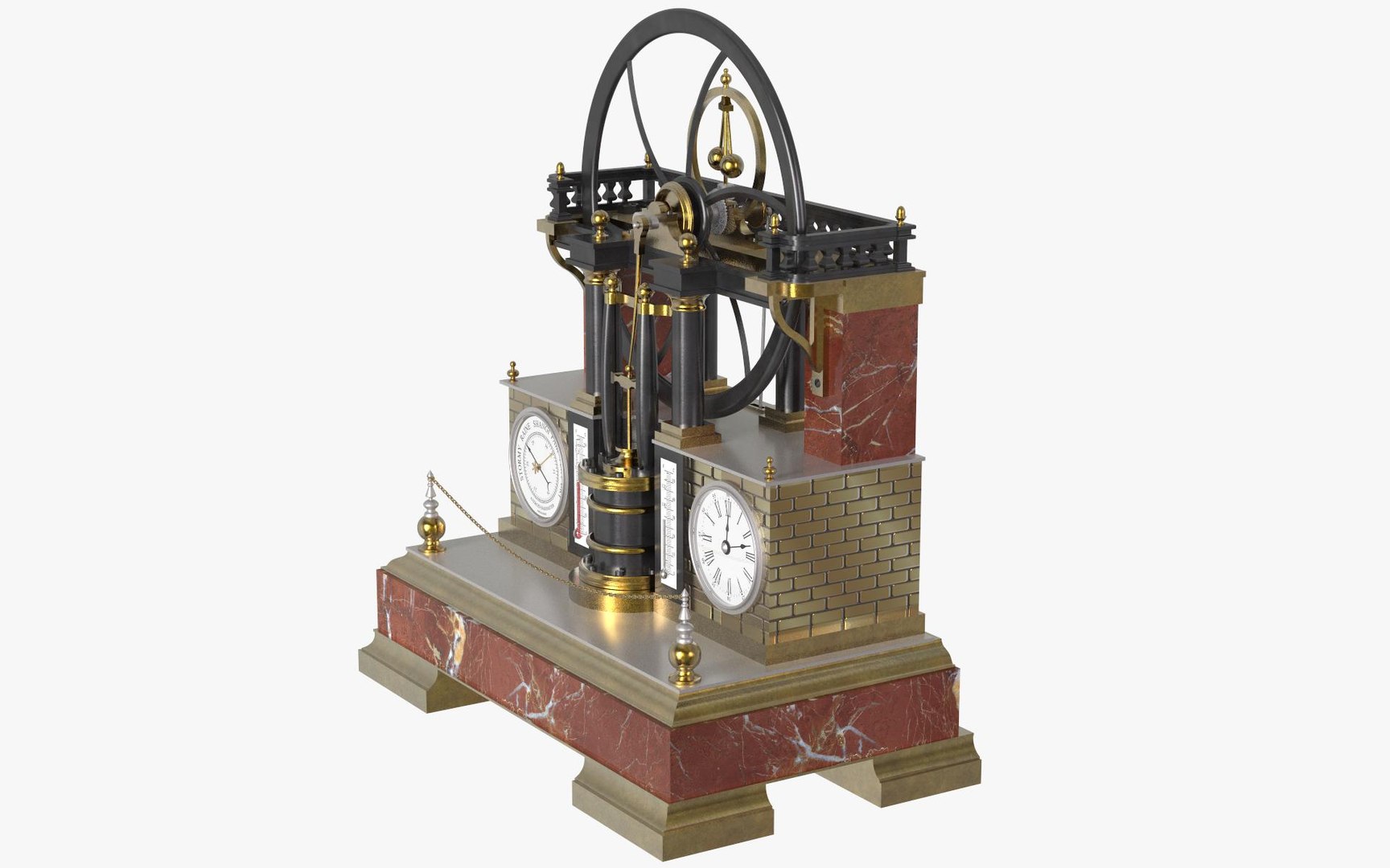 3D French Industrial Steam Engine Clock Model - TurboSquid 1777321