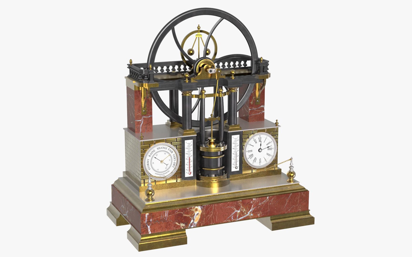 3D French Industrial Steam Engine Clock Model - TurboSquid 1777321