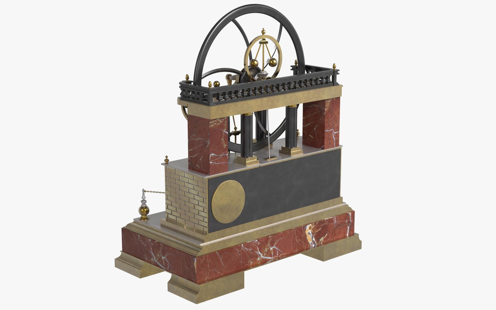 3D French Industrial Steam Engine Clock Model - TurboSquid 1777321