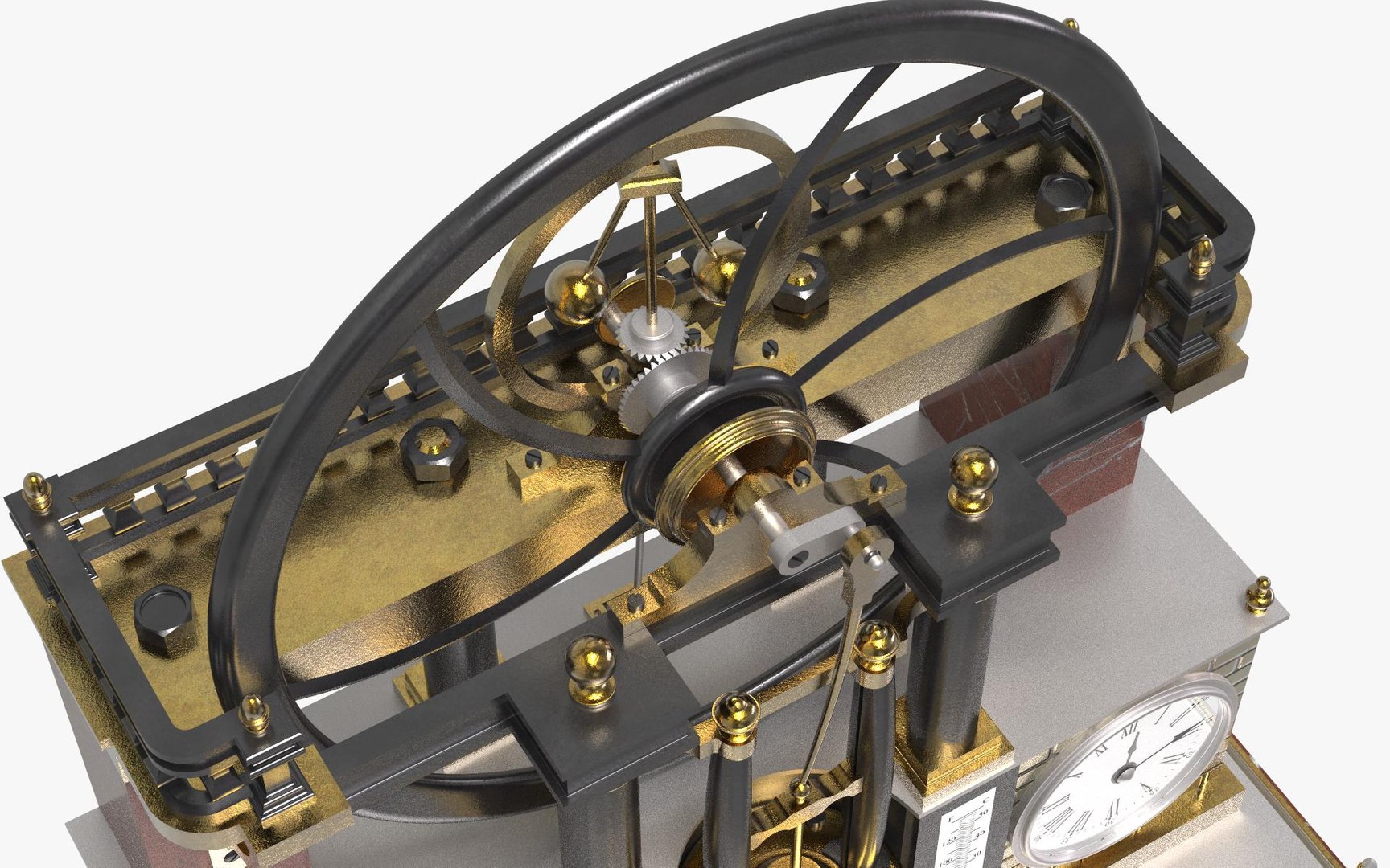 3D French Industrial Steam Engine Clock Model - TurboSquid 1777321