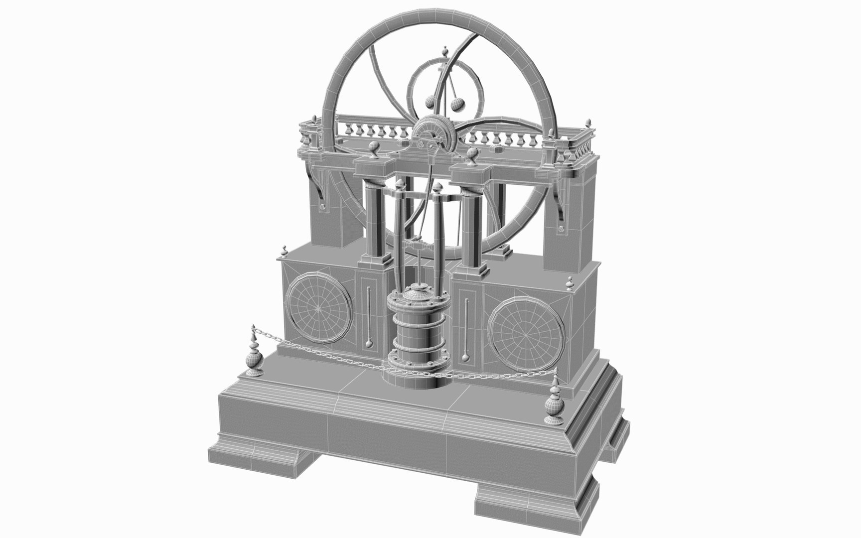 3D French Industrial Steam Engine Clock Model - TurboSquid 1777321
