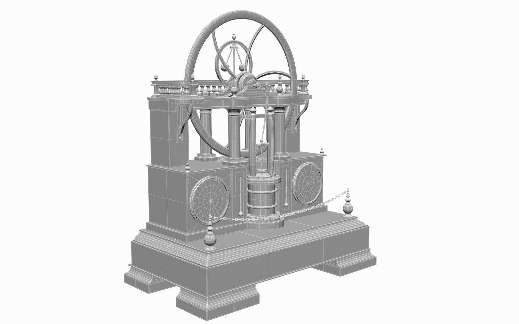 3D French Industrial Steam Engine Clock Model - TurboSquid 1777321