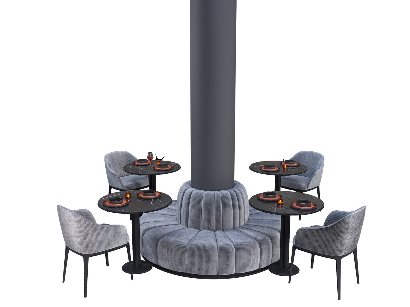 3D Round Column Sofa SET Serie Part8 Model - TurboSquid 2331090