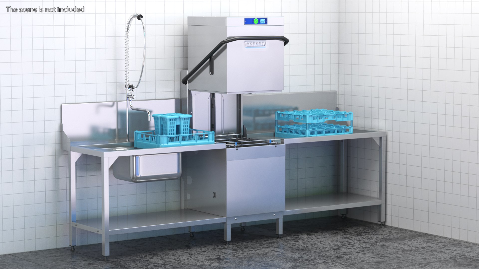 Dishwasher Hobart with Unloading Table 3D model - TurboSquid 1980904