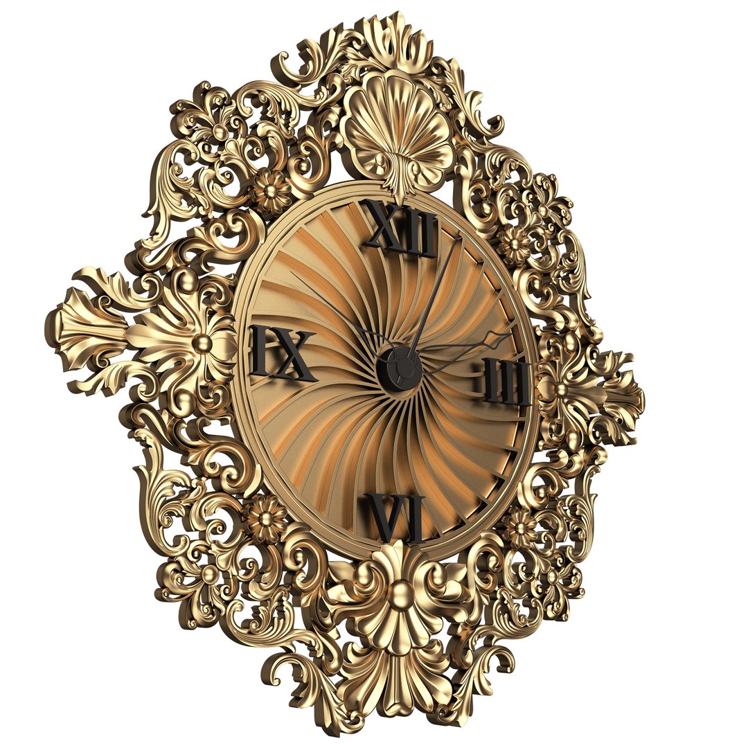 3D Classic Wall Clock 010 Gold Model - TurboSquid 2137377