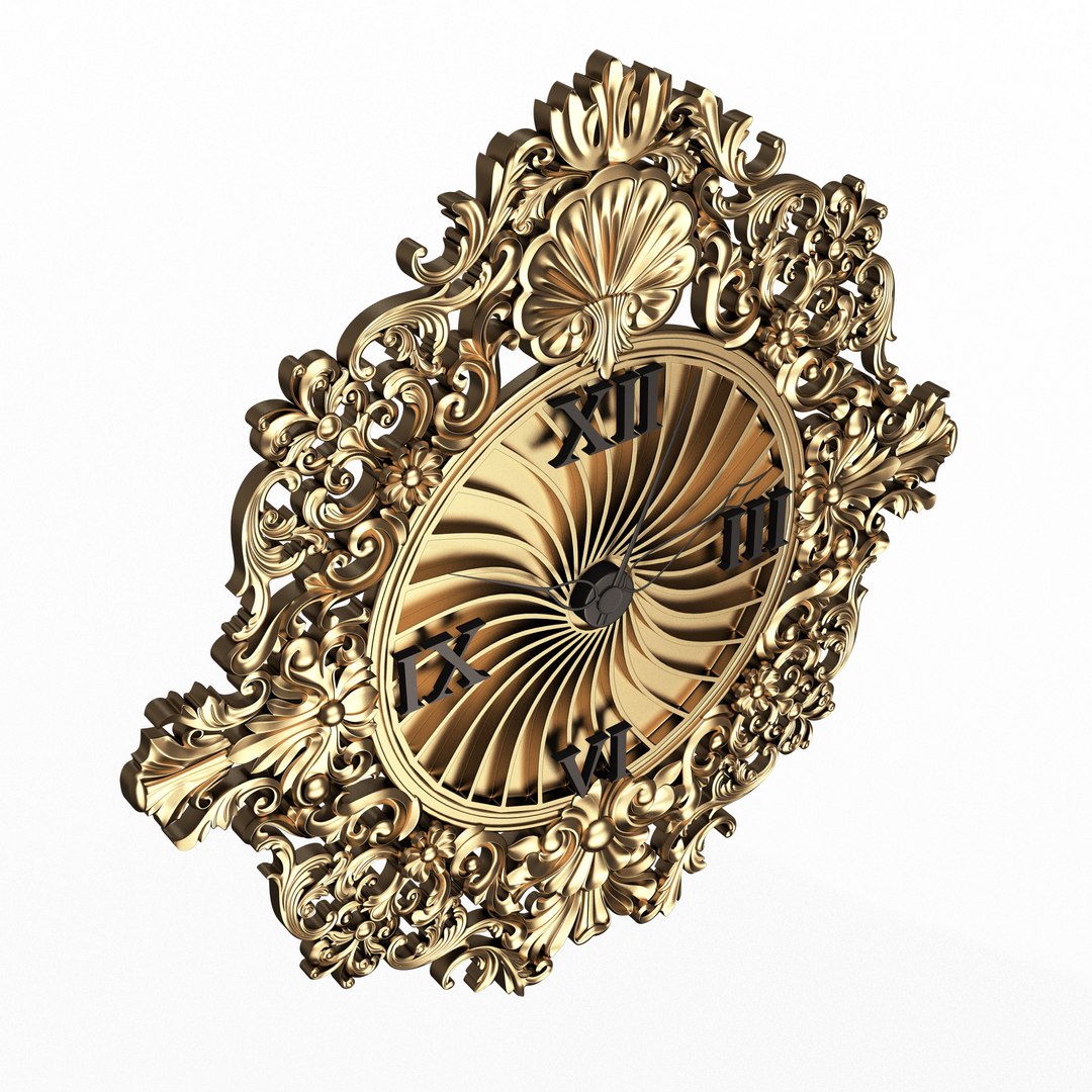 3D Classic Wall Clock 010 Gold Model - TurboSquid 2137377