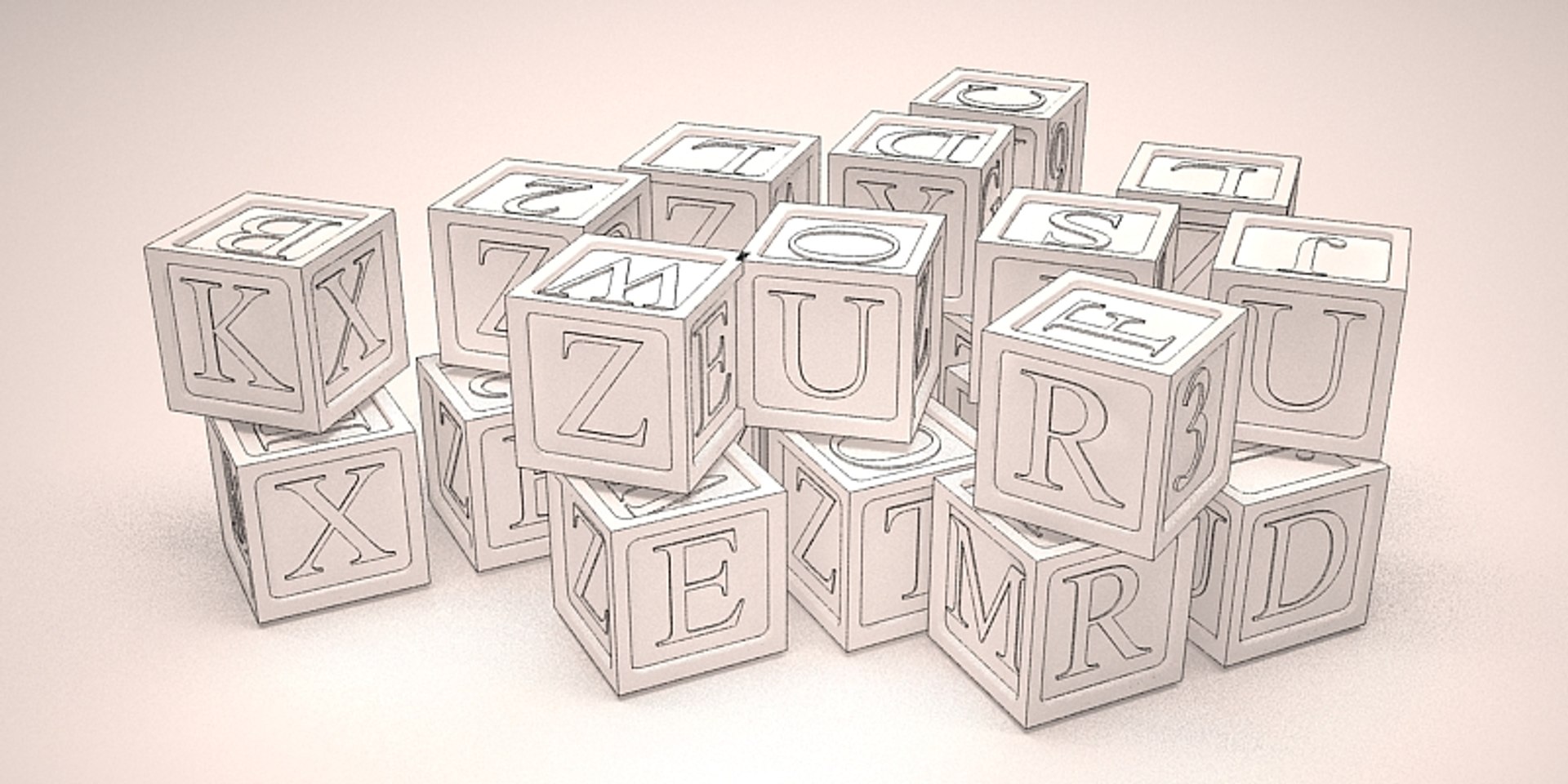 abc blocks 3d model