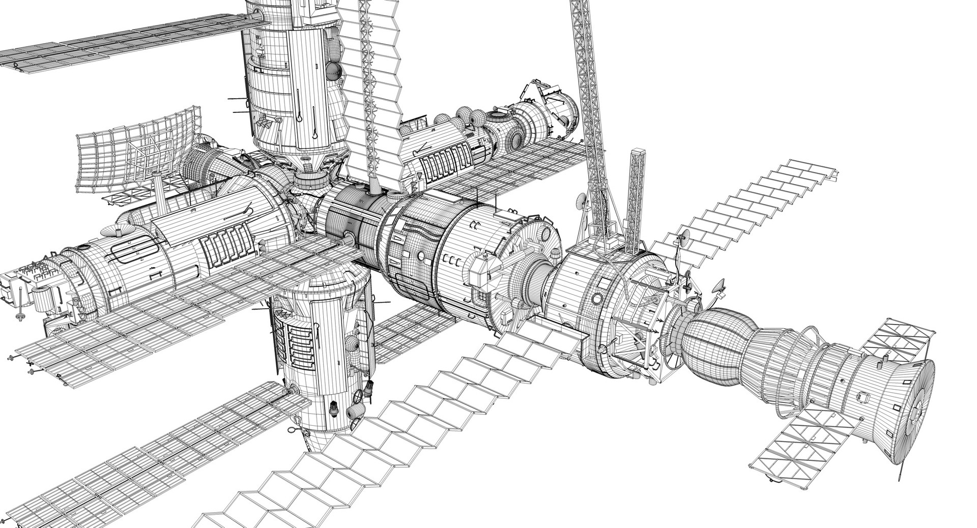 mir space station 3d model