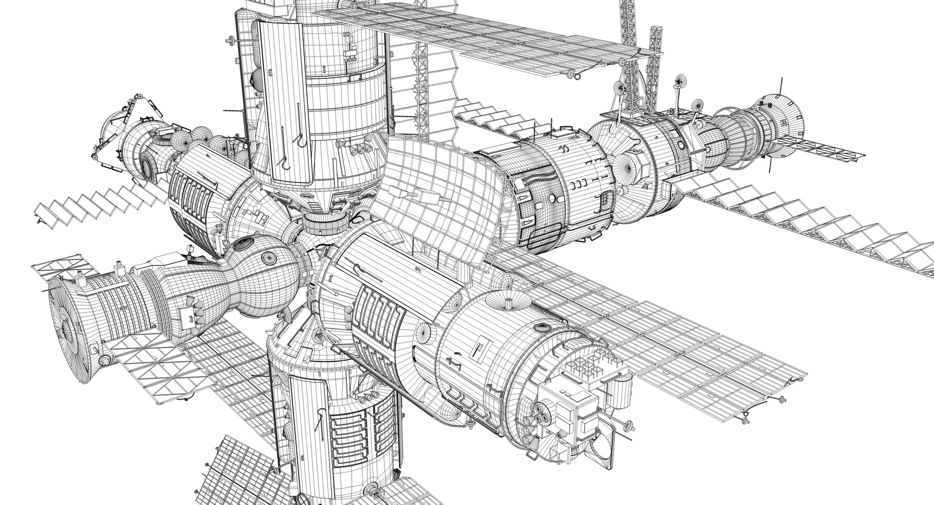 mir space station 3d model
