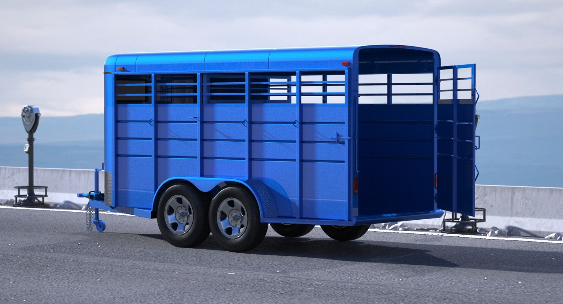 3D Horse Slant Blue Trailer - TurboSquid 1273283