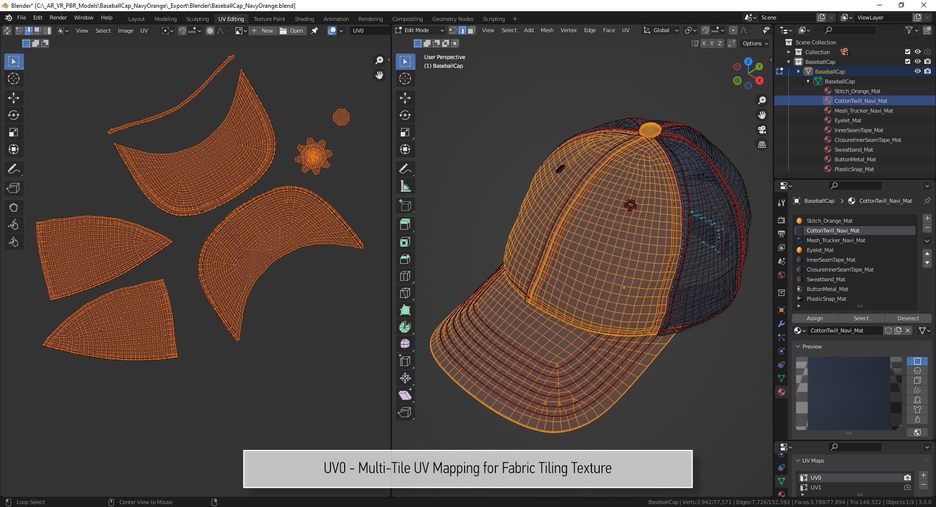 Baseball Cap Navi Multi-Material with Tiling Textures 3D - TurboSquid ...