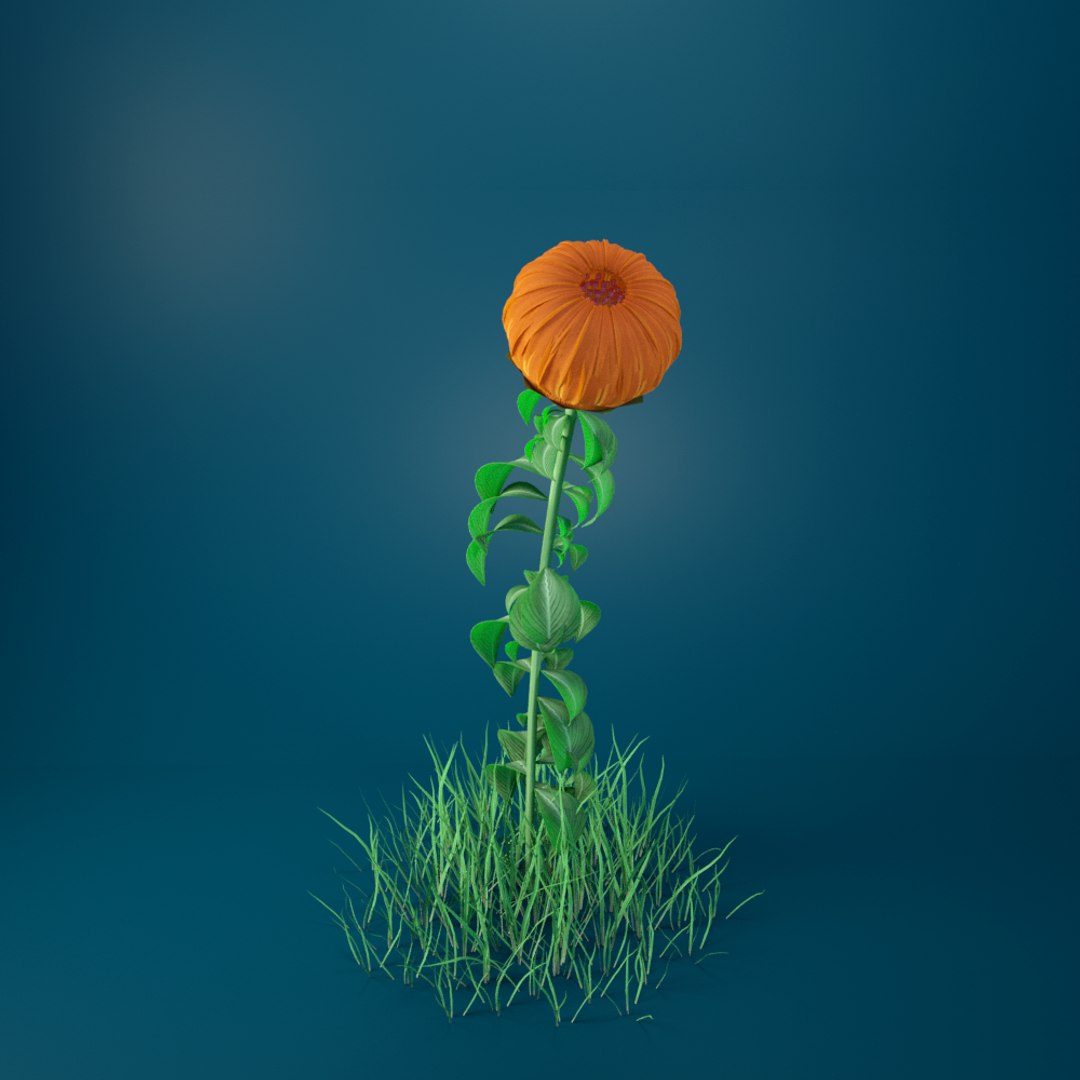 3D Rigged Orange Flower Model - TurboSquid 1349581