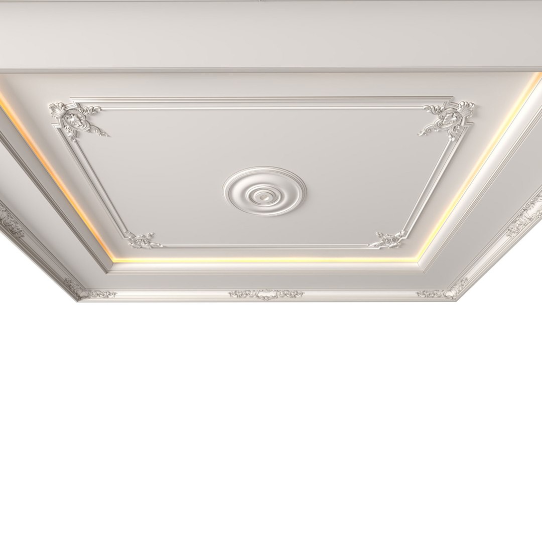 3D Model Ceiling Modern Classic Coffered Illuminated - TurboSquid 1915609