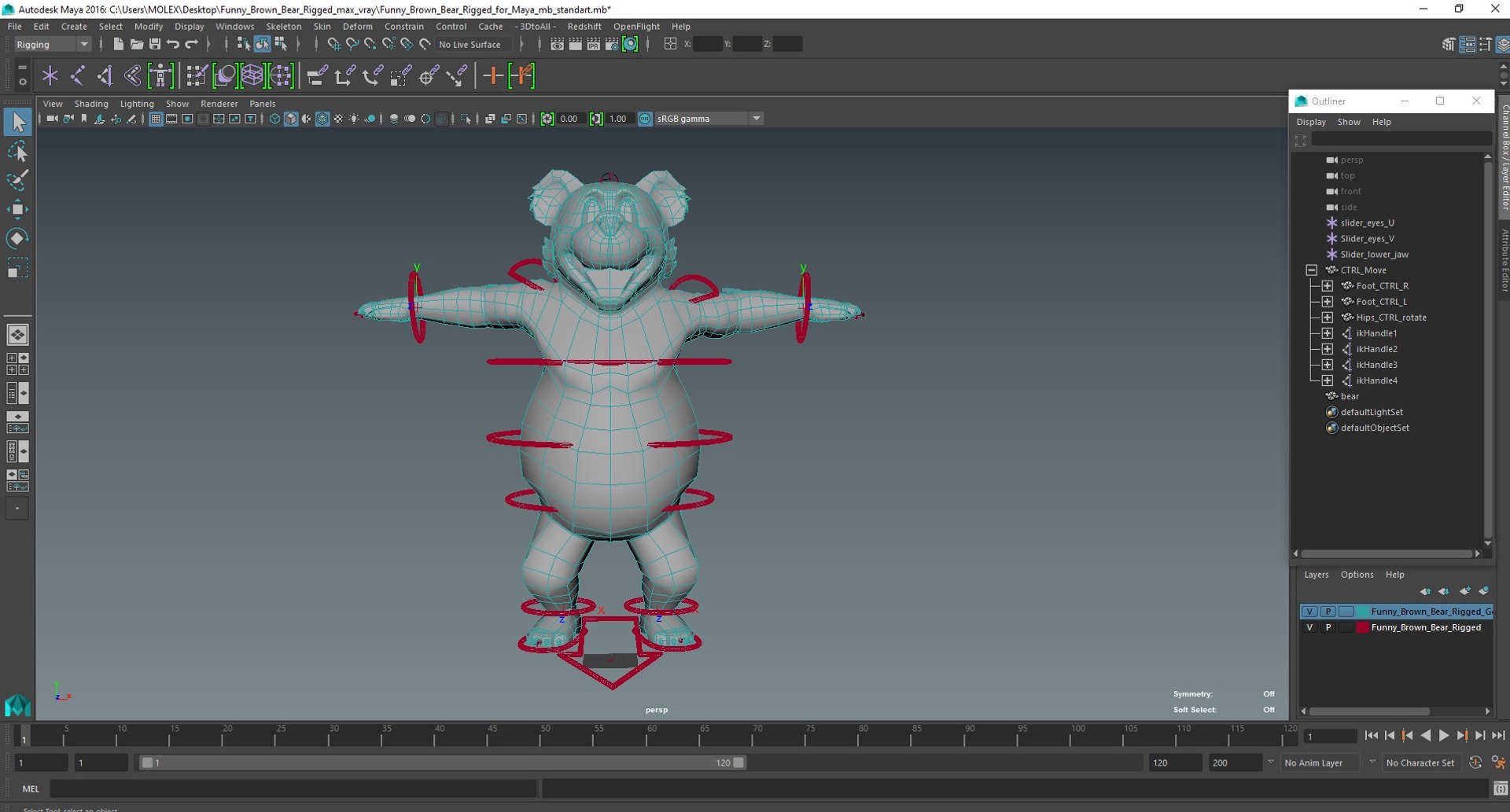 3D Funny Brown Bear Rigged For Maya - TurboSquid 2209148