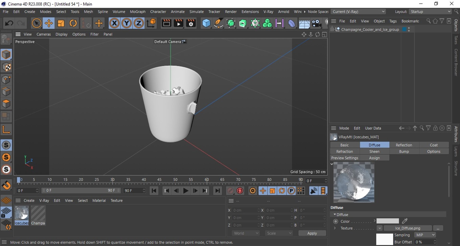3D Model Champagne Cooler And Ice - TurboSquid 2371477