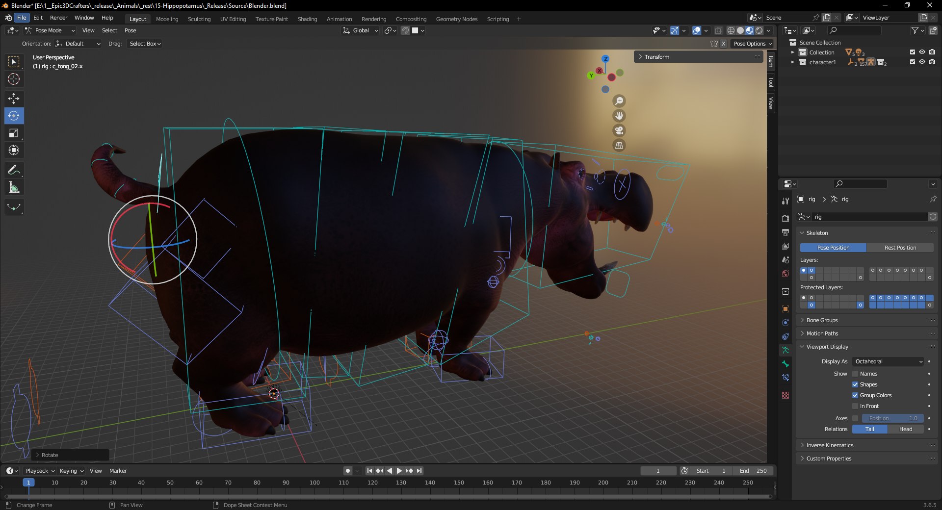 3D Model River Behemoth 3D Hippo Realistic Hippopotamus Low-poly 3D ...