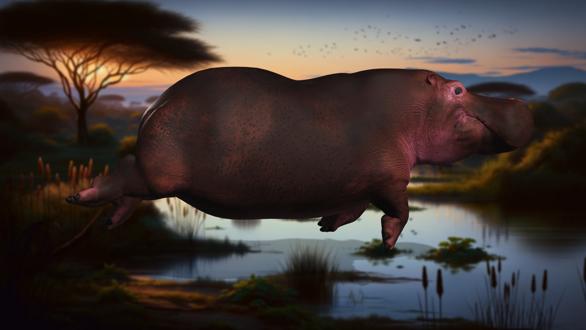 3D Model River Behemoth 3D Hippo Realistic Hippopotamus Low-poly 3D ...